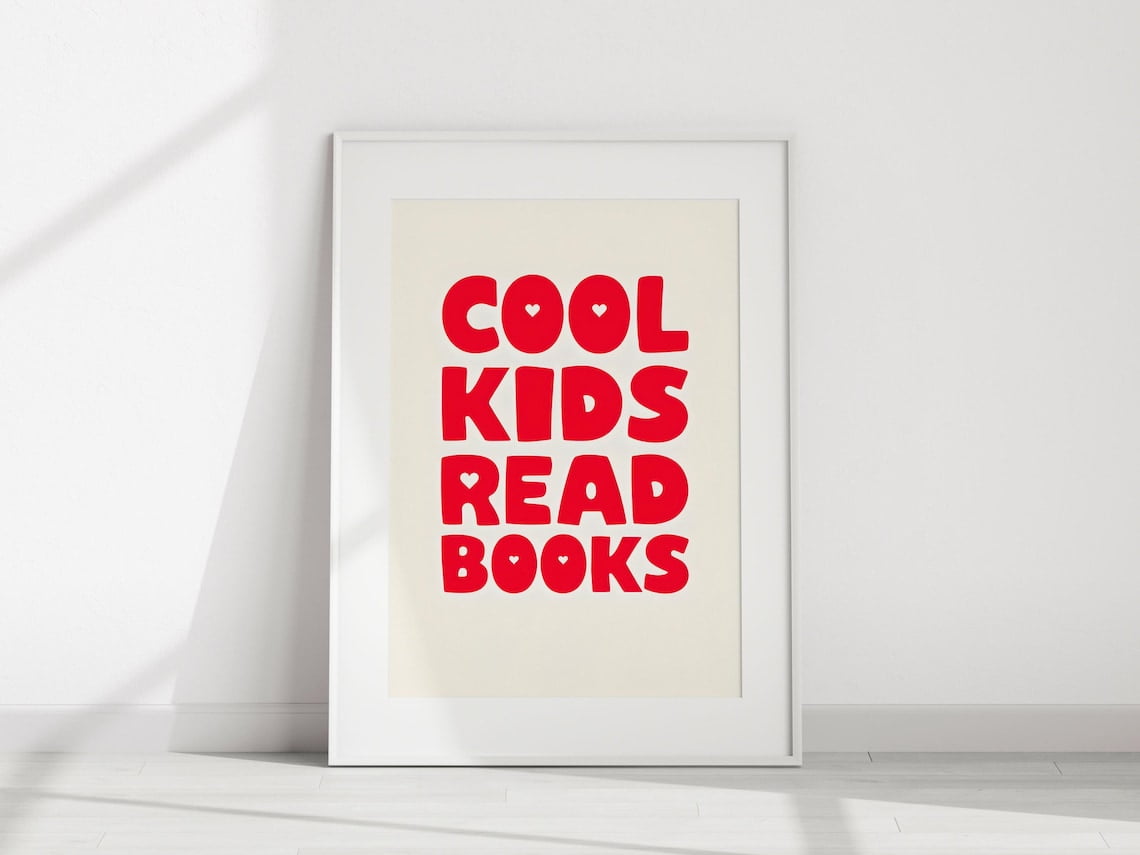 Fun Cool Kids Read Books Wall Art Print Poster Classroom & Library ...