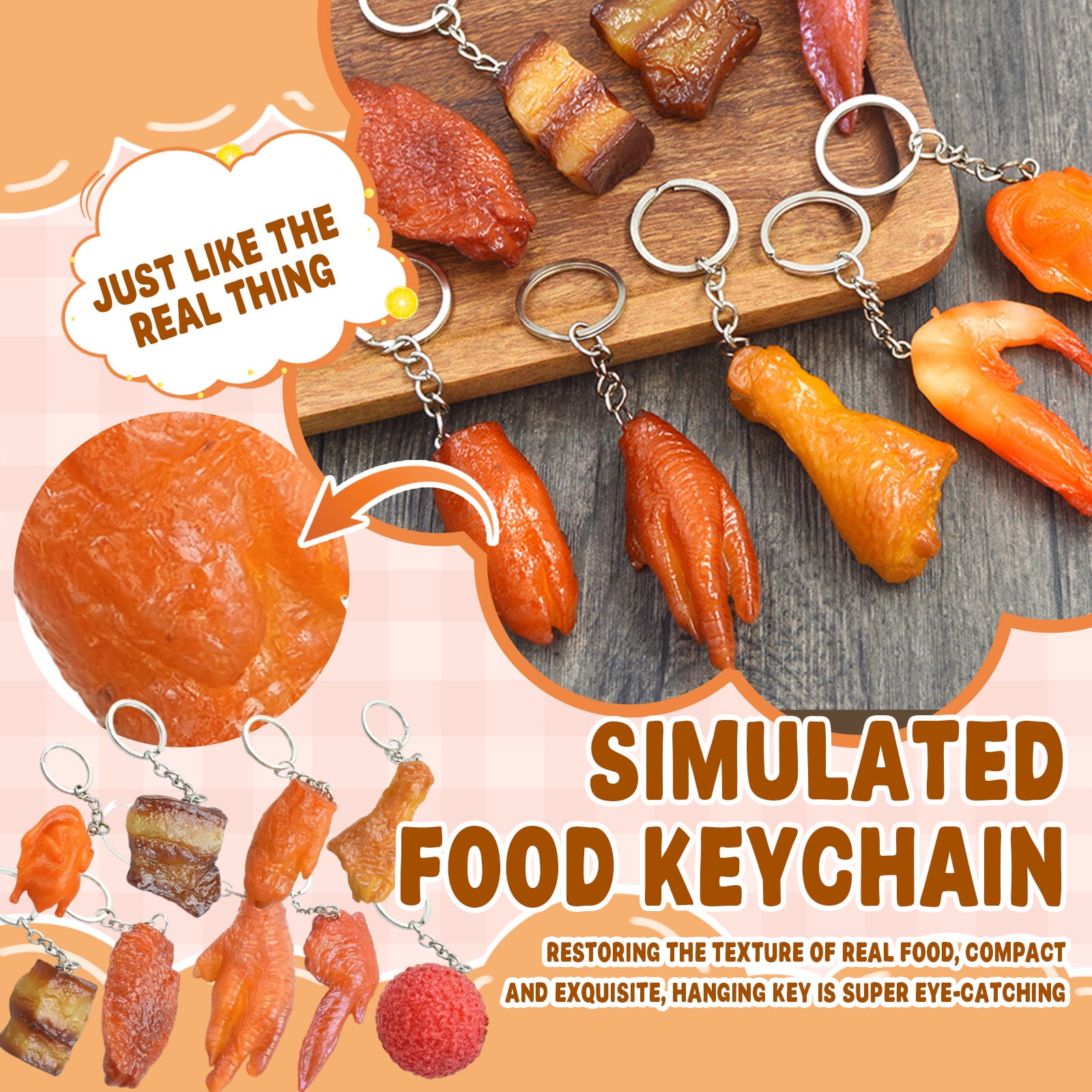 Fun And Creative Realistic Food Keychain, Simulation Pork Belly 3D ...