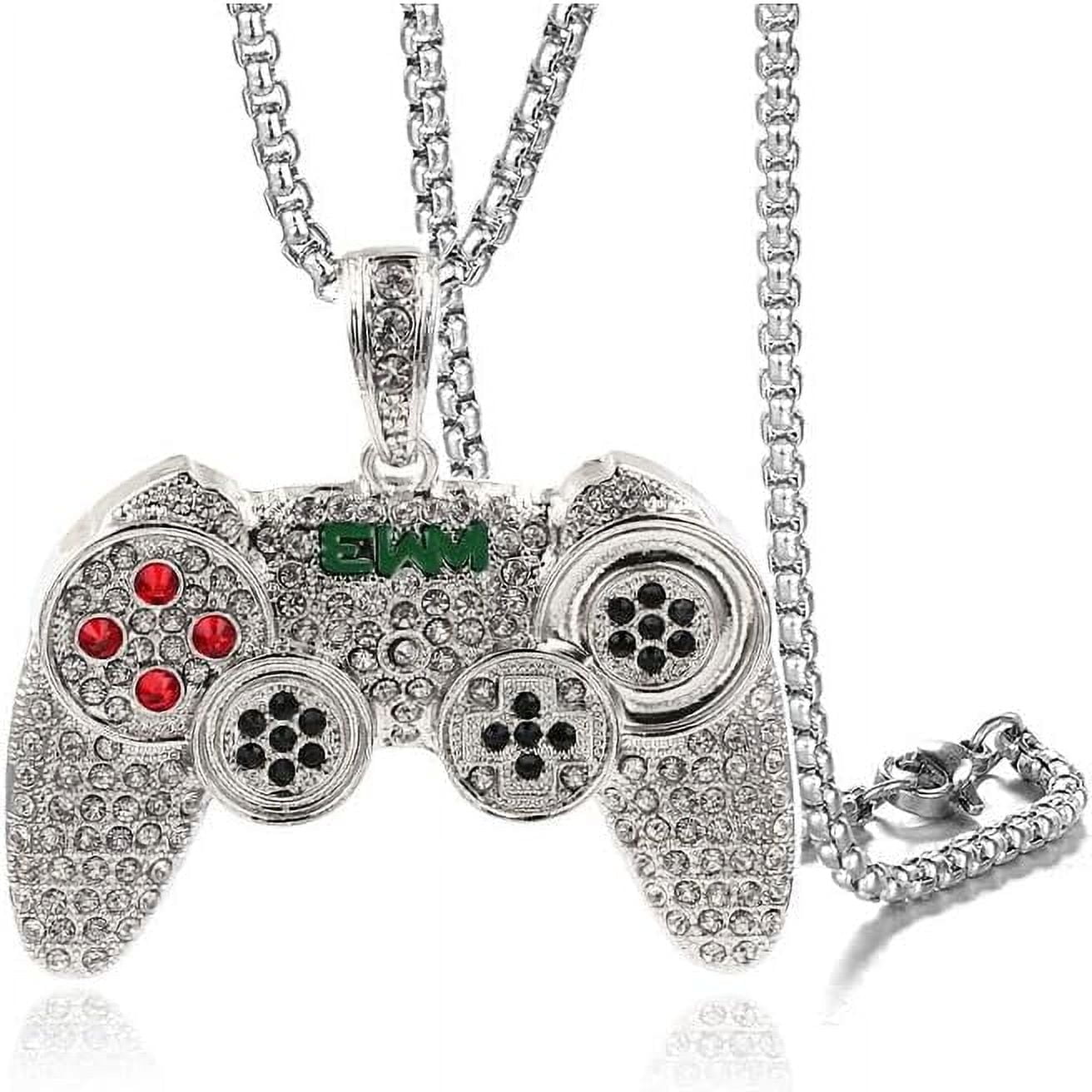 Fun Crystal Game Controller Pendant Necklace for Men - Punk Hip Hop ...