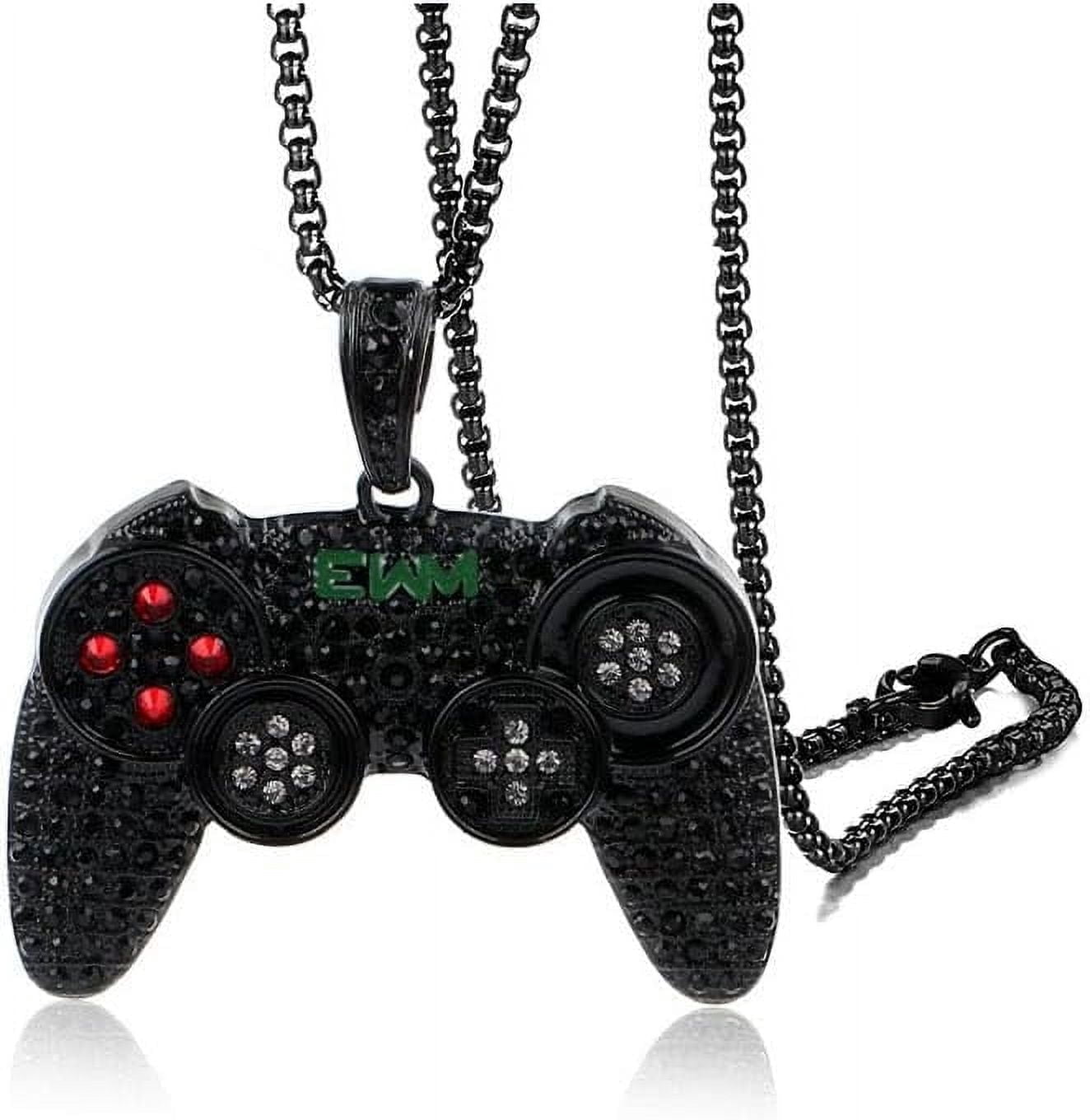 Fun Crystal Game Controller Pendant Necklace for Men - Punk Hip Hop ...