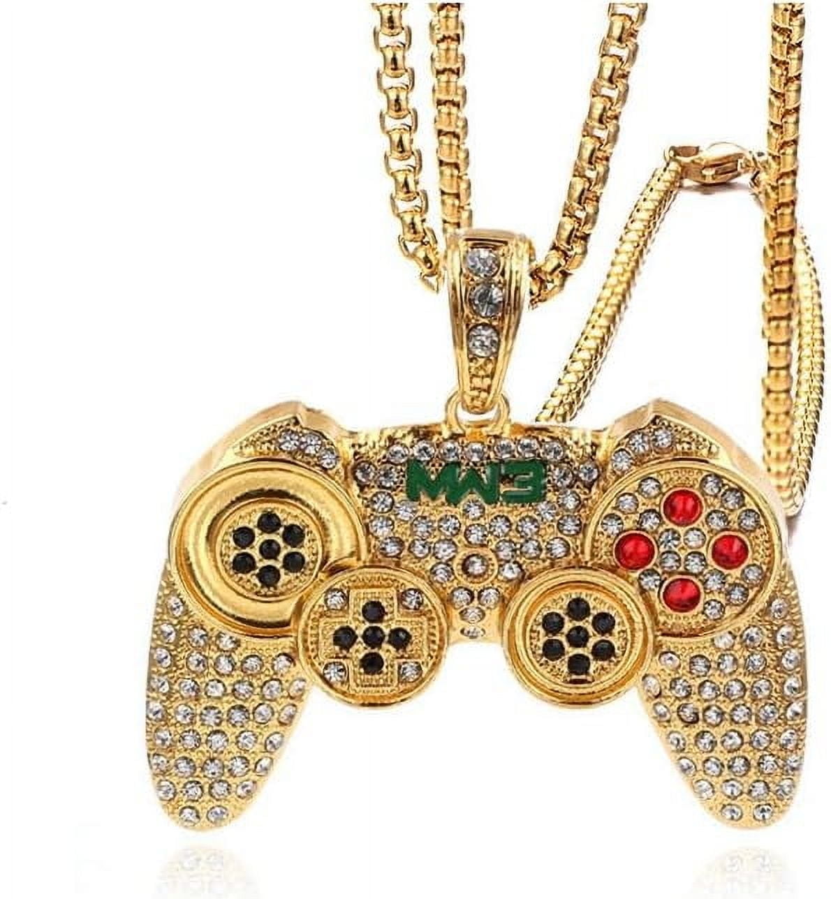 Fun Crystal Game Controller Pendant Necklace for Men - Punk Hip Hop ...