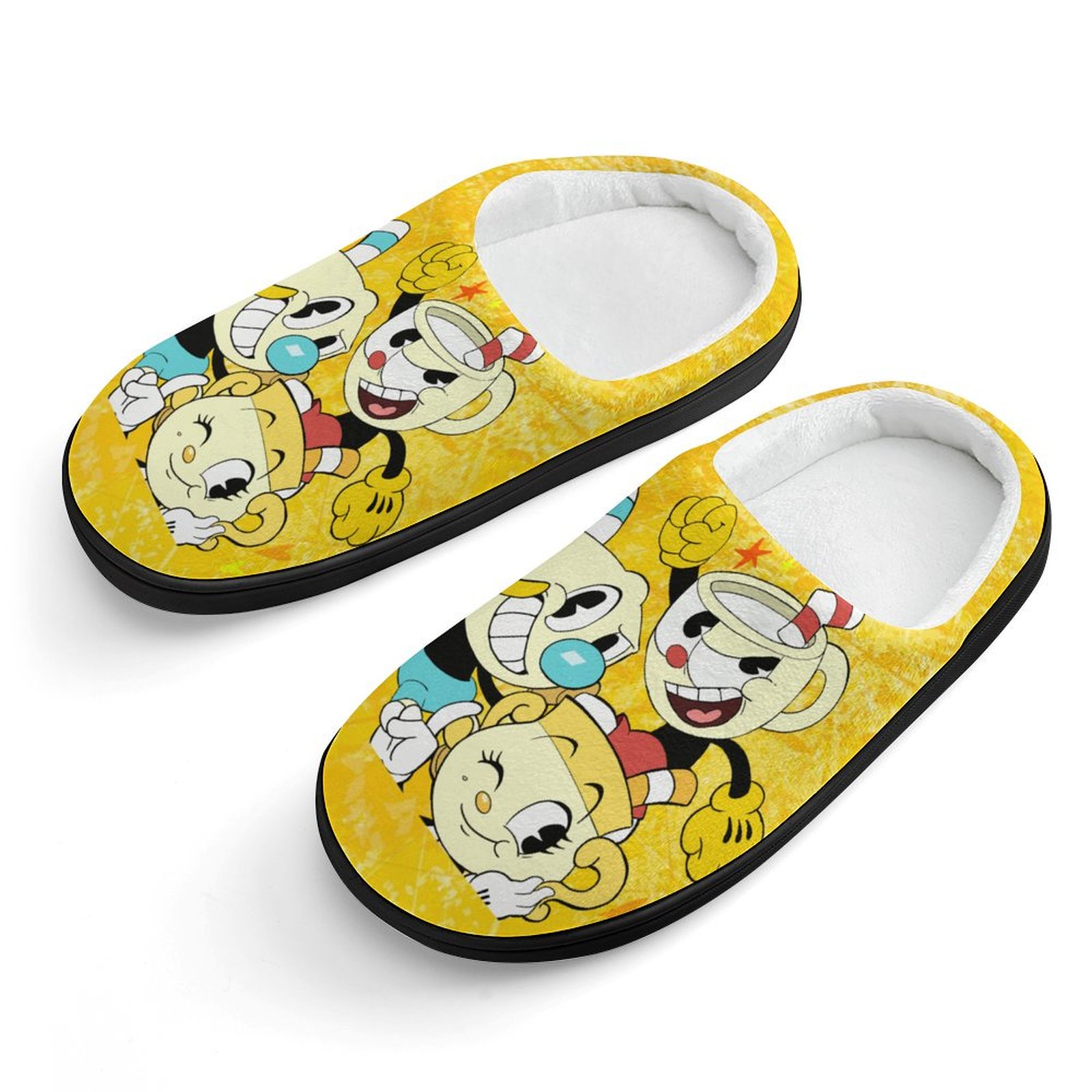 Fun Cuphead Kid's Cotton Slippers Winter Warm Soft Plush Slippers with ...