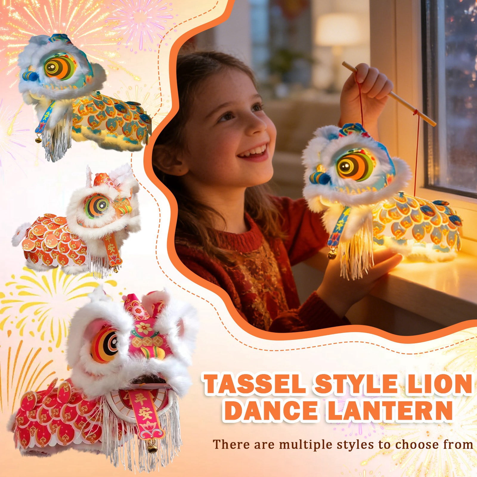Fun DIY Lion Lantern Craft Kit, Handmade DIY Tassel Lamp Kit, New Year ...