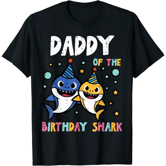 Fun Daddy of Birthday Shark Party Family Matching T-Shirt for Dad Men ...