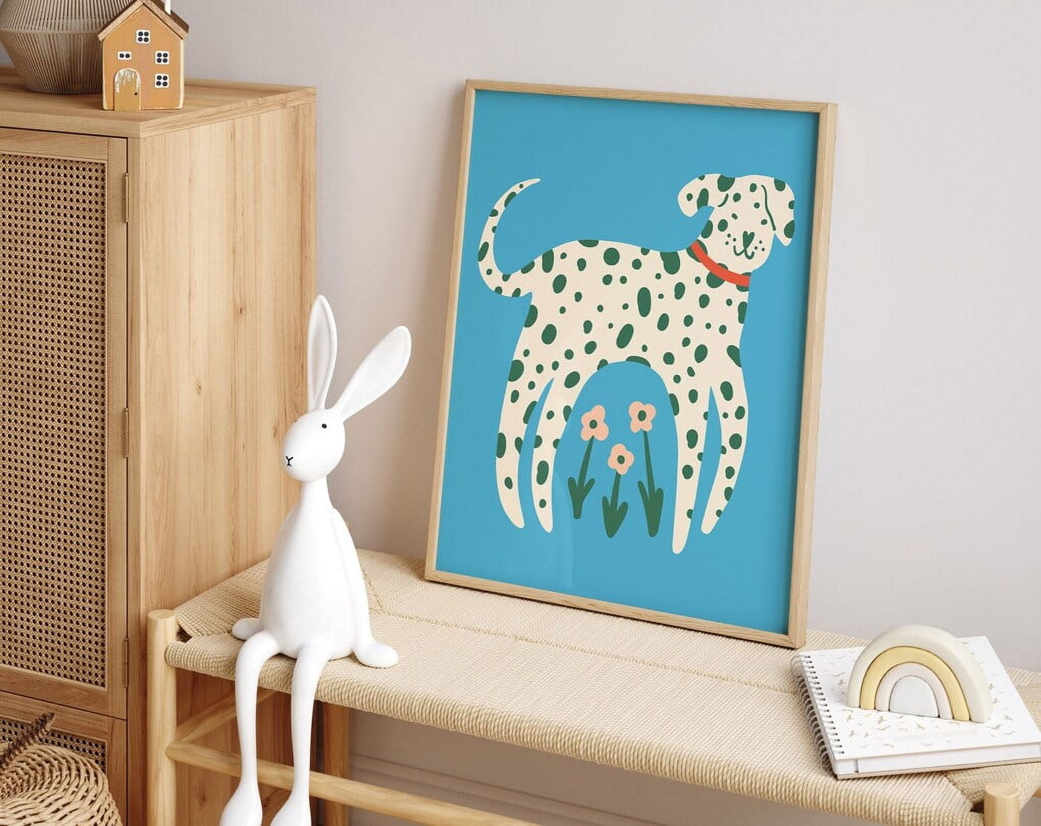 Fun Dalmatian Poster, Retro Animal Kids Print, Blue Spotted Dog Picture ...