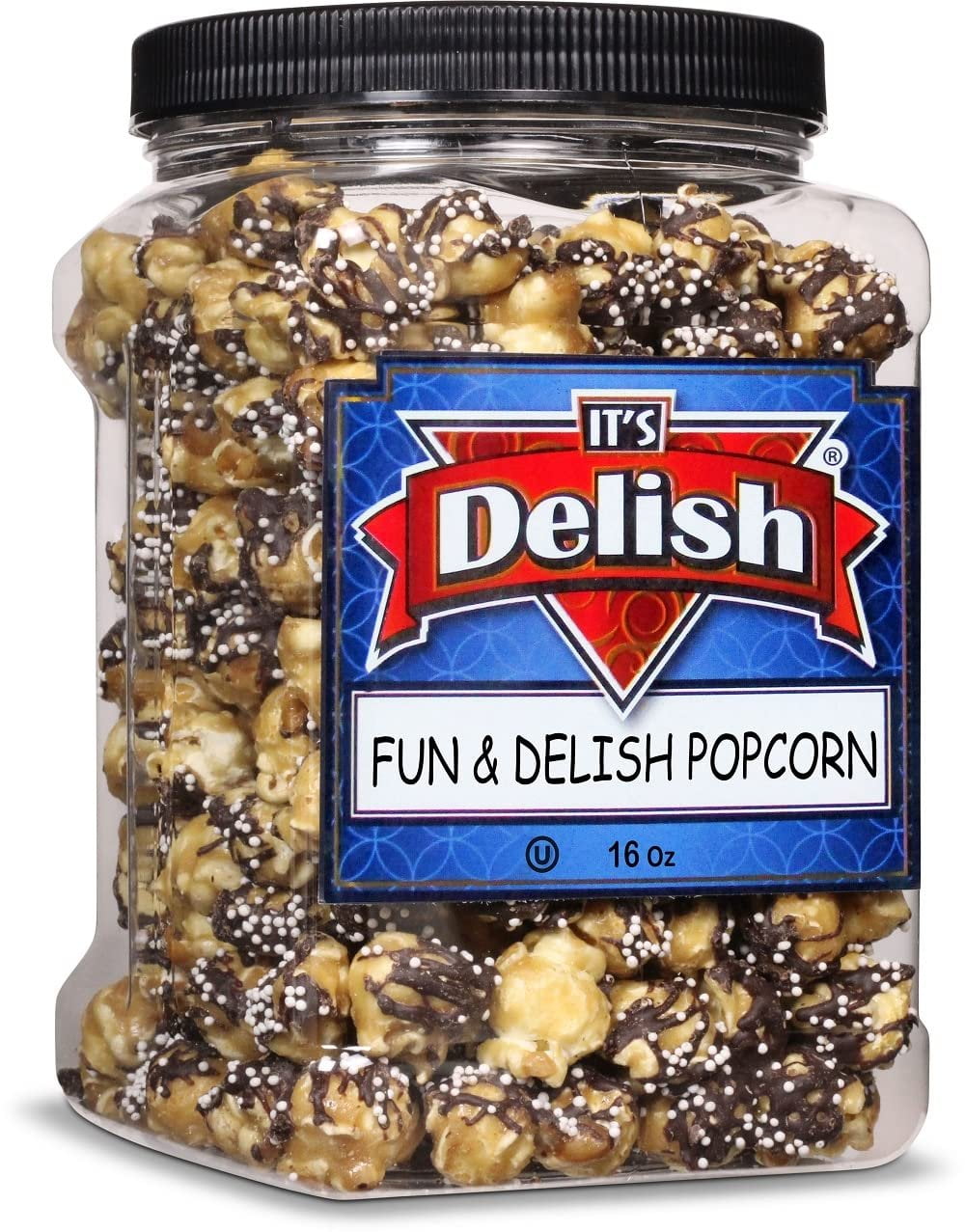 Fun & Delish Caramel Chocolate Popcorn by Its Delish, 16 Oz Jumbo ...
