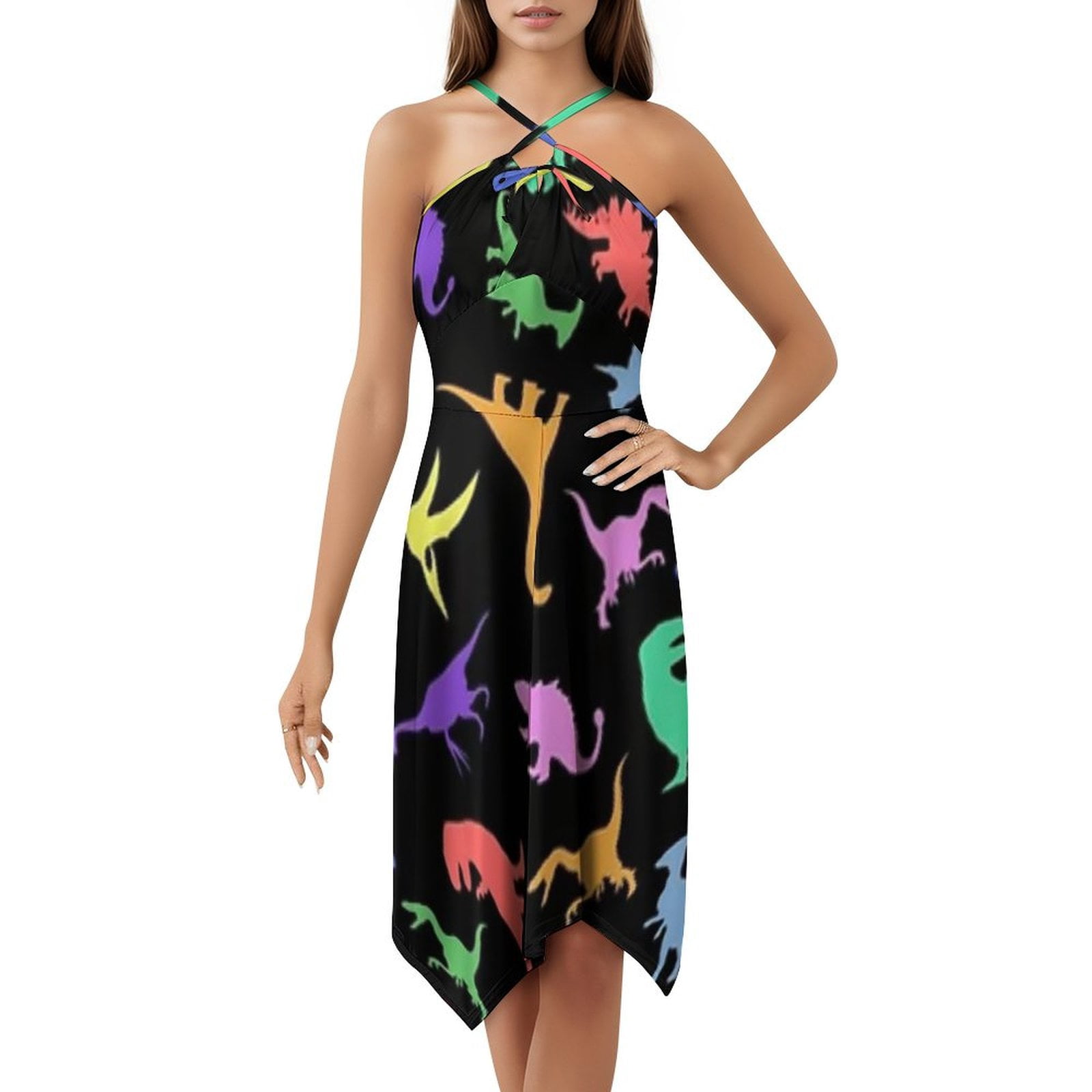 Fun Dinosaur Pattern Dress Elegant Party Dresses Evening Dresses Women ...