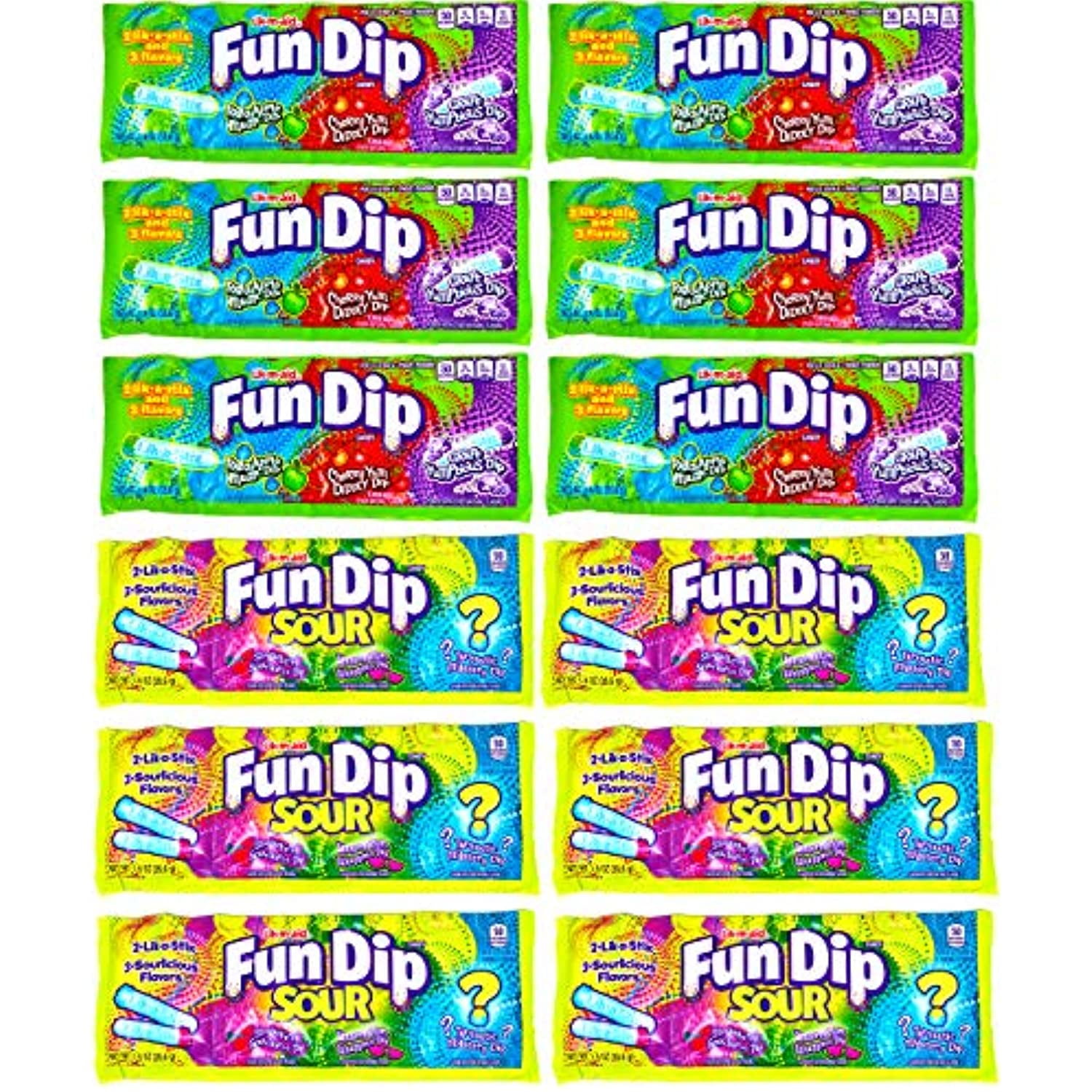 Ferrara Fun Dip Candy Bulk Variety Pack, 1.4 Ounce, Sour and Classic ...