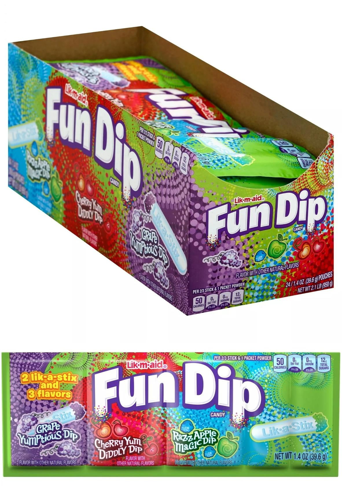 Fun Dip Grape, Apple, & Cherry Sour Candy Variety Pack,1.4oz. (Box of ...