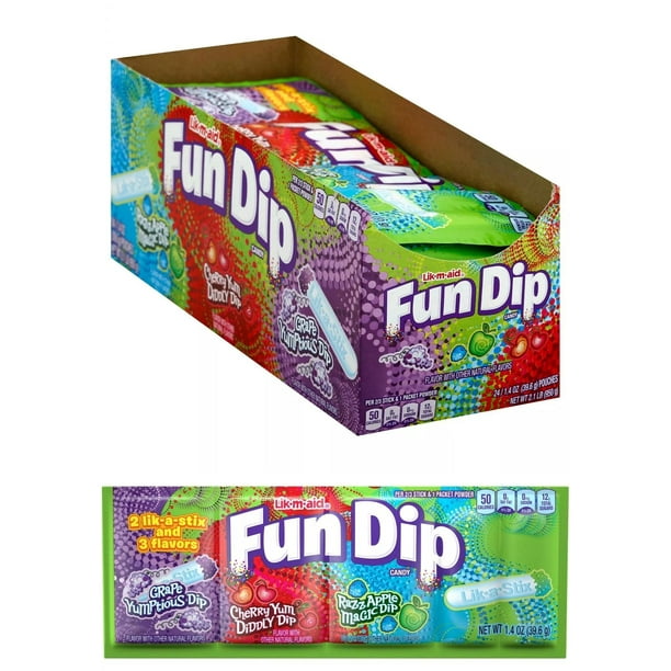 Fun Dip Grape, Apple, & Cherry Sour Candy Variety Pack,1.4oz. (Box of ...