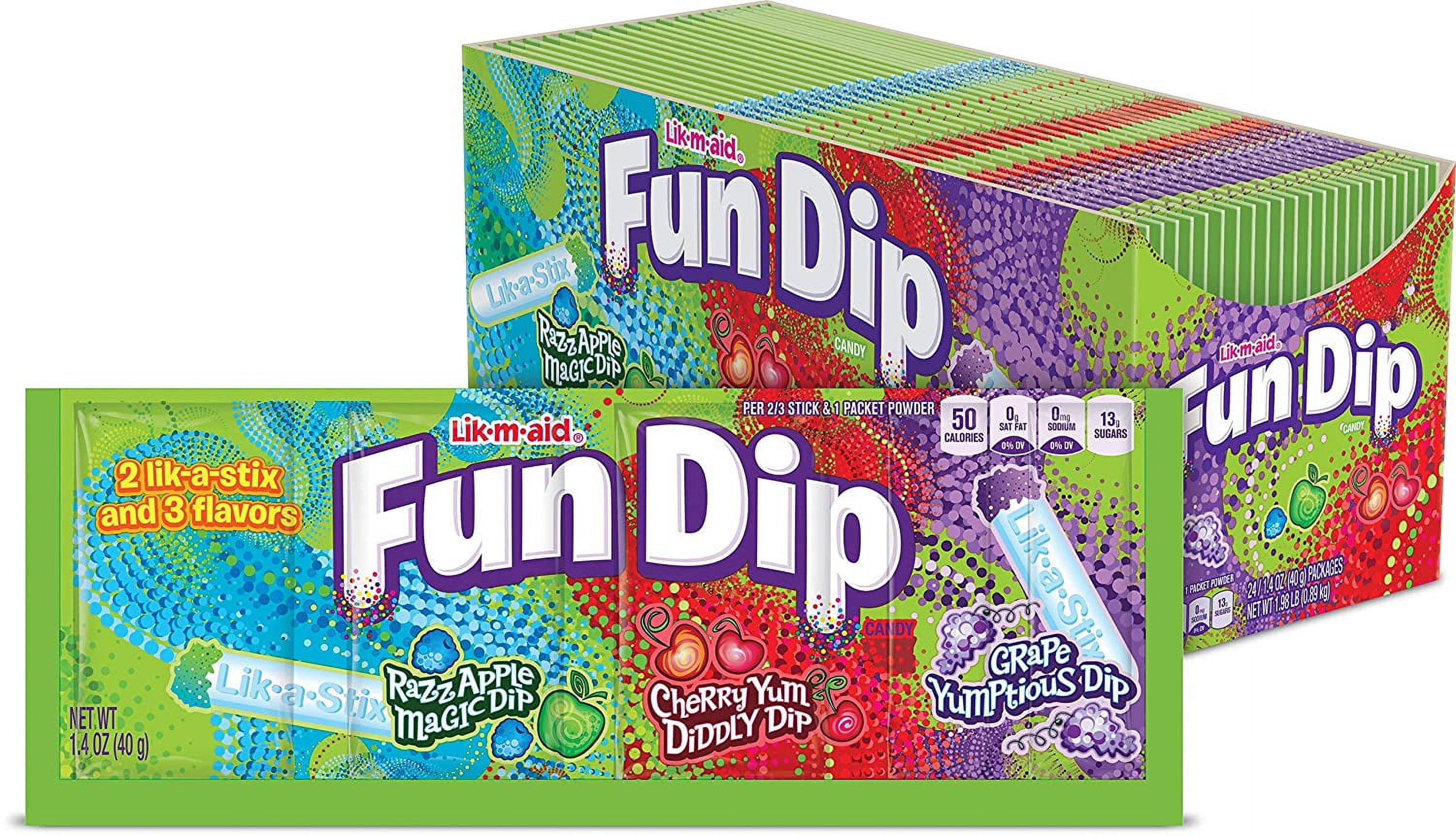 Fun Dip Grape, Apple, & Cherry Sour Candy Variety Pack,1.4oz. (Box of ...