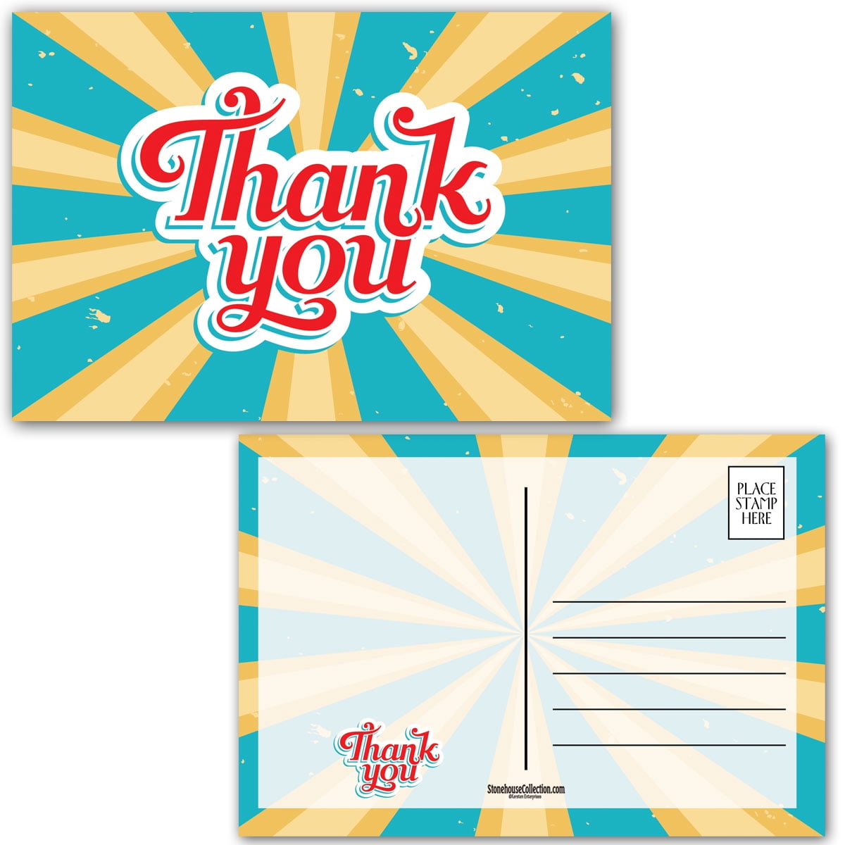 Fun Distressed Look Thank You Postcard - 4 x 6 Thank You Postcard 40 ...