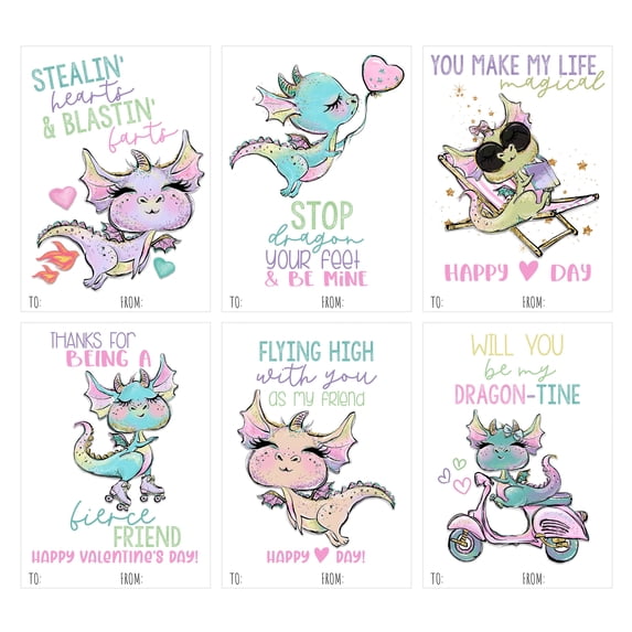 Fun Dragon Themed Valentines Day Card Pack (Set of 24) Classroom ...