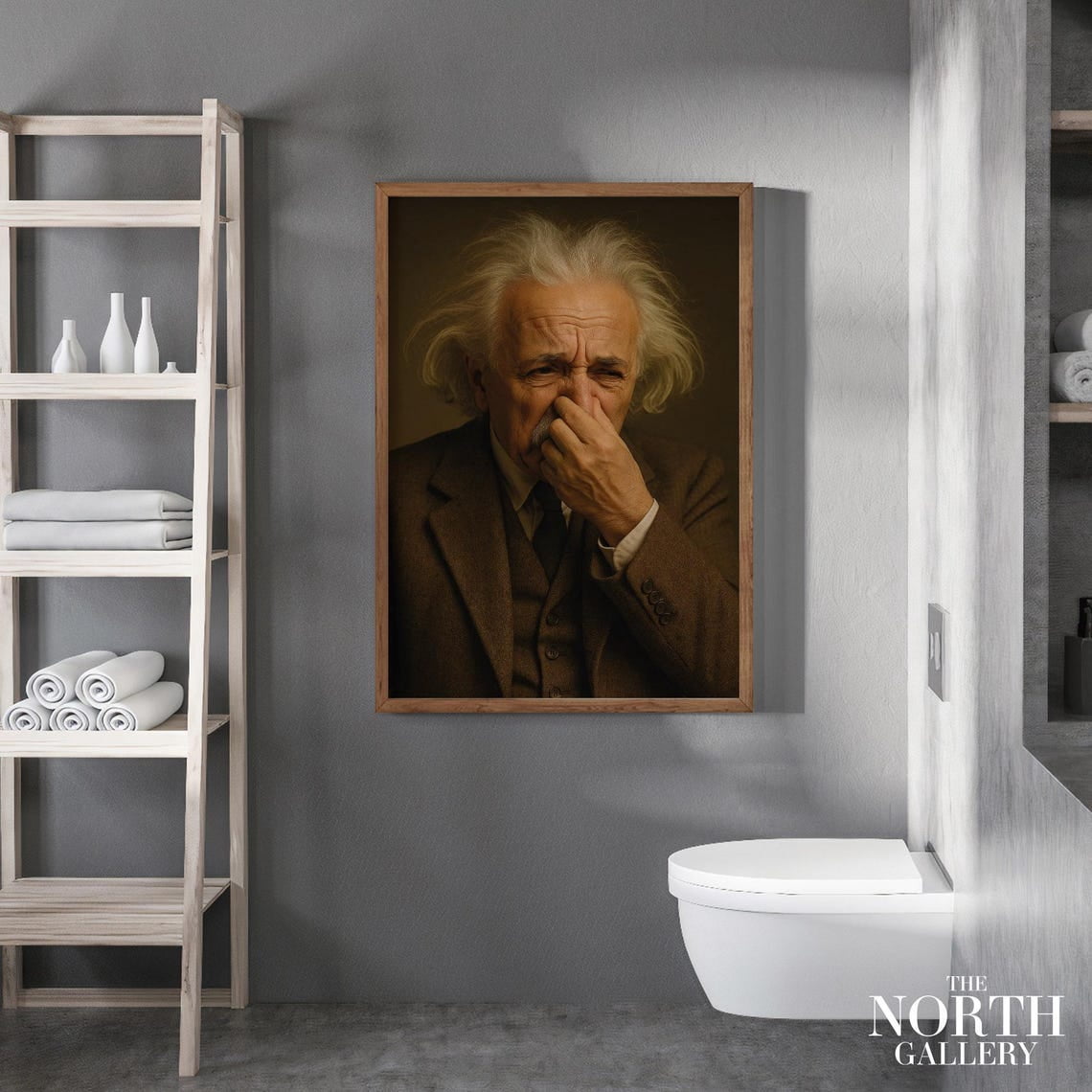 Fun Einstein Bathroom Poster Smelly Genius Nose Wall Art Quirky Print ...