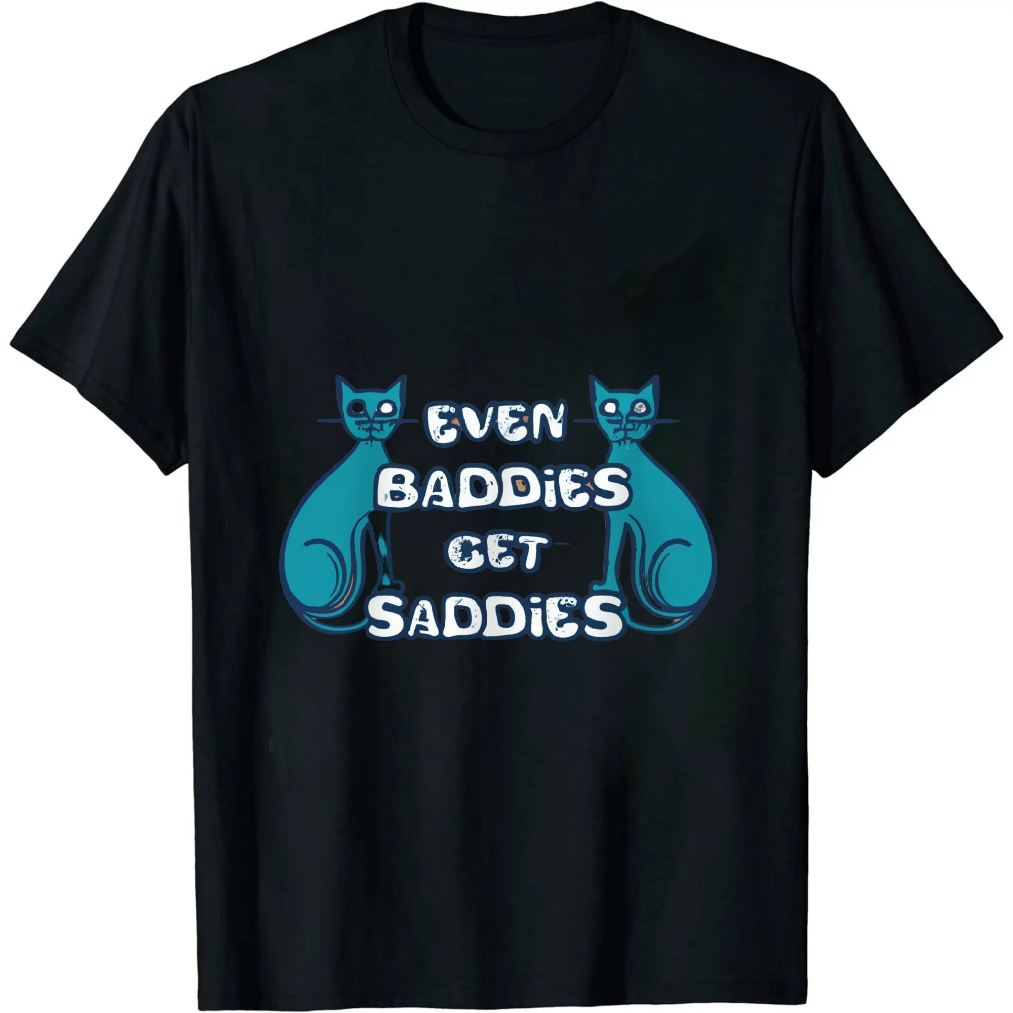 Fun Even Baddies Get Saddies Funny Ghost Cat Meme Halloween T-Shirt - Walmart.com