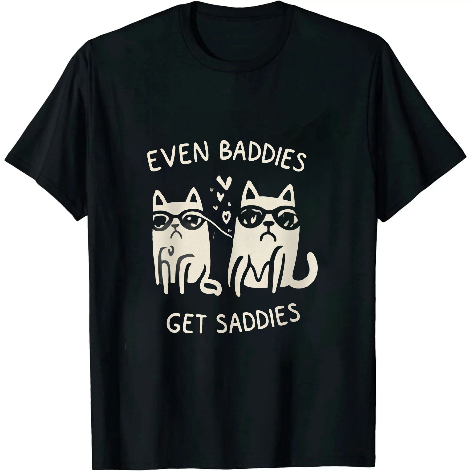 Fun Even Baddies Get Saddies Funny Ghost Cat Meme Halloween T-Shirt - Walmart.com
