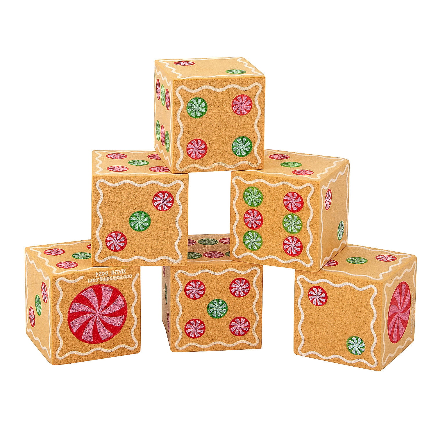 Fun Express 1 1/2" Christmas Gingerbread & Candy Foam Dice Toys - 12 ...