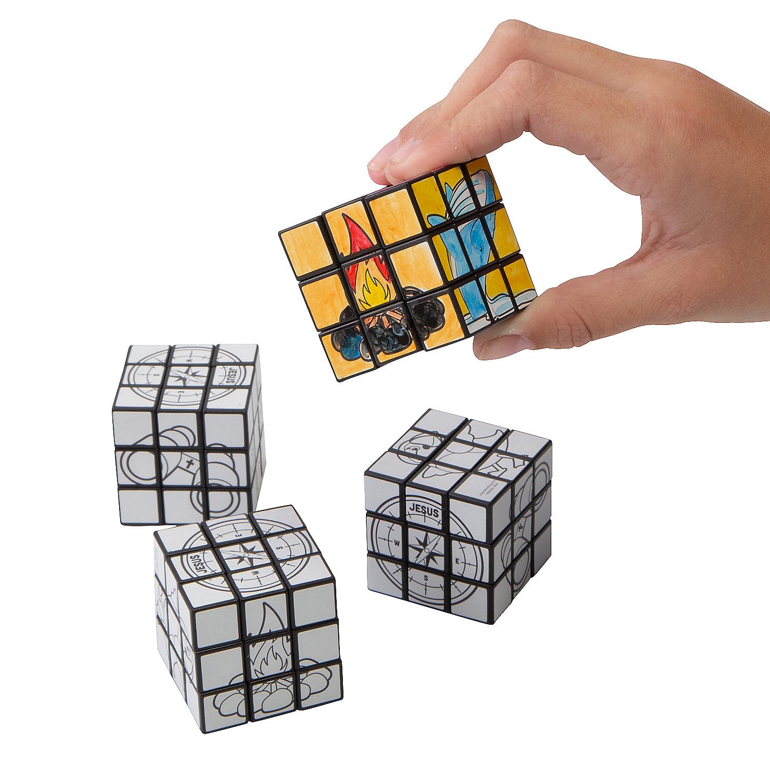 Fun Express 1 1/2" Color Your Own Mini Great North VBS Puzzle Cubes - 12 Pieces, Vacation Bible ...