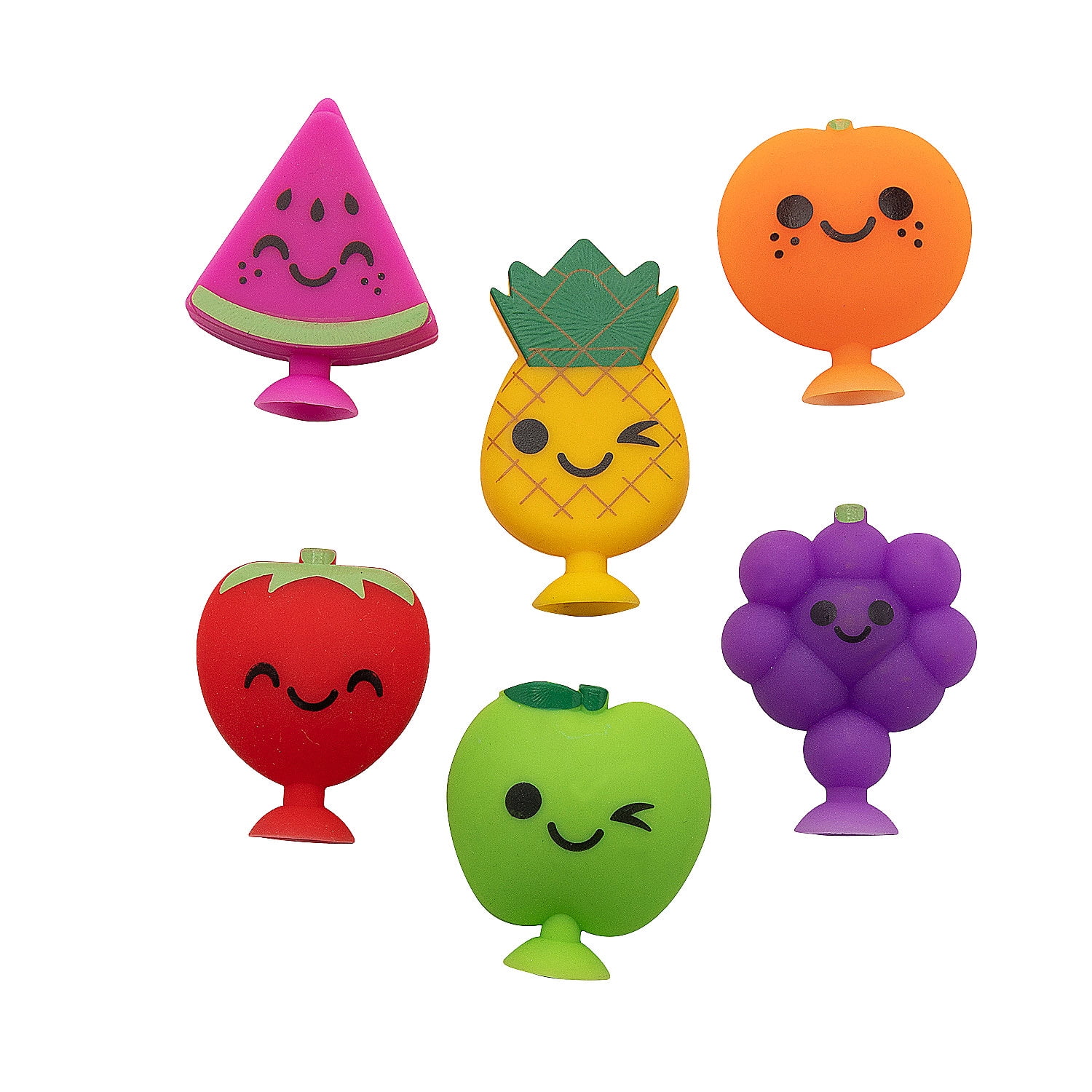 Fun Express 1 1/2" Mini Suction Cup Smiling Fruit Character Toys - 12 ...