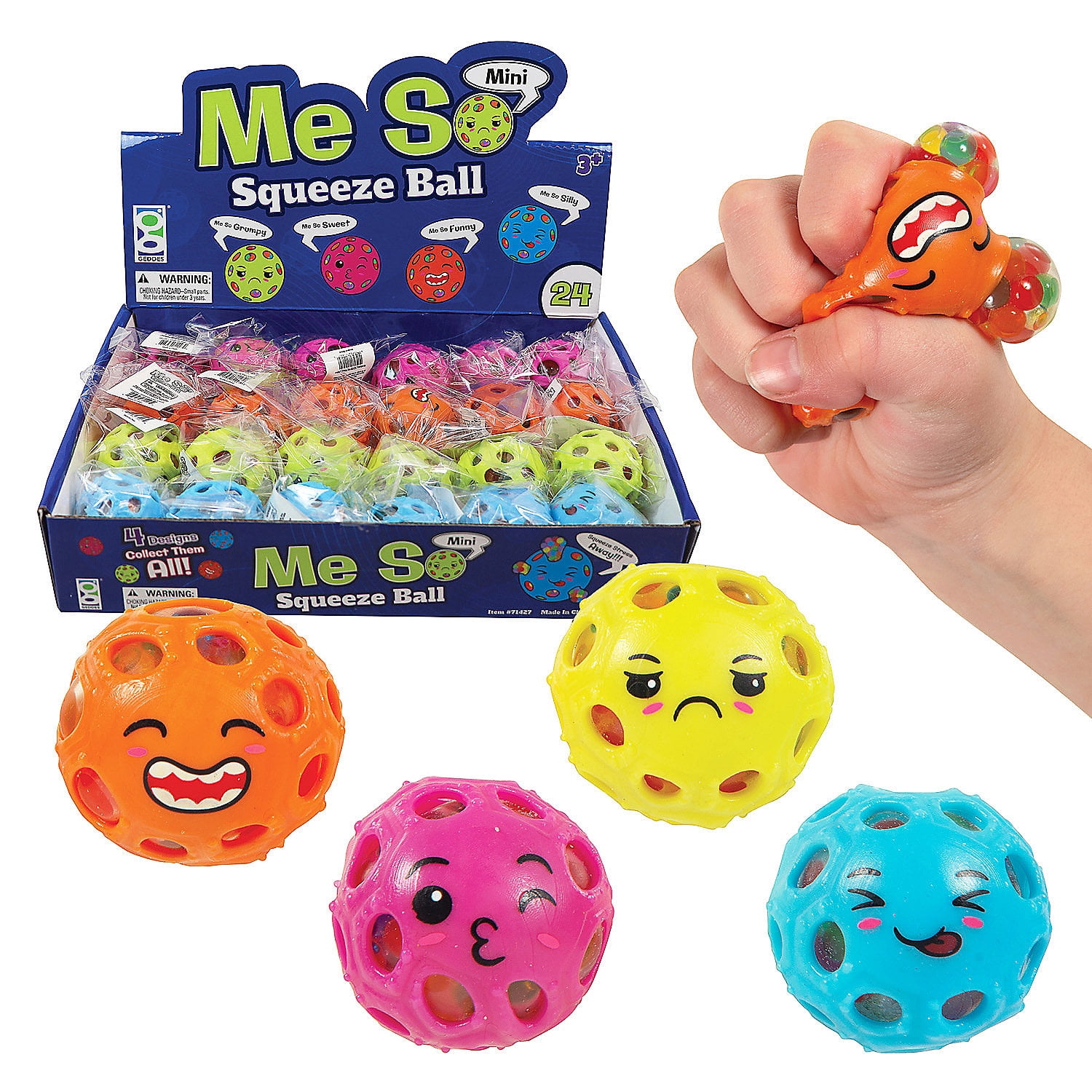 Fun Express 1 3/4" Mini Bright Colors Me So Vinyl Gel Bead Squeeze ...