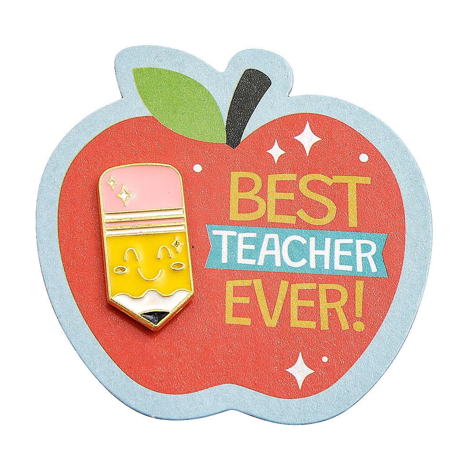 Fun Express 1" Teacher Appreciation Best Teacher Ever Metal Pins with ...