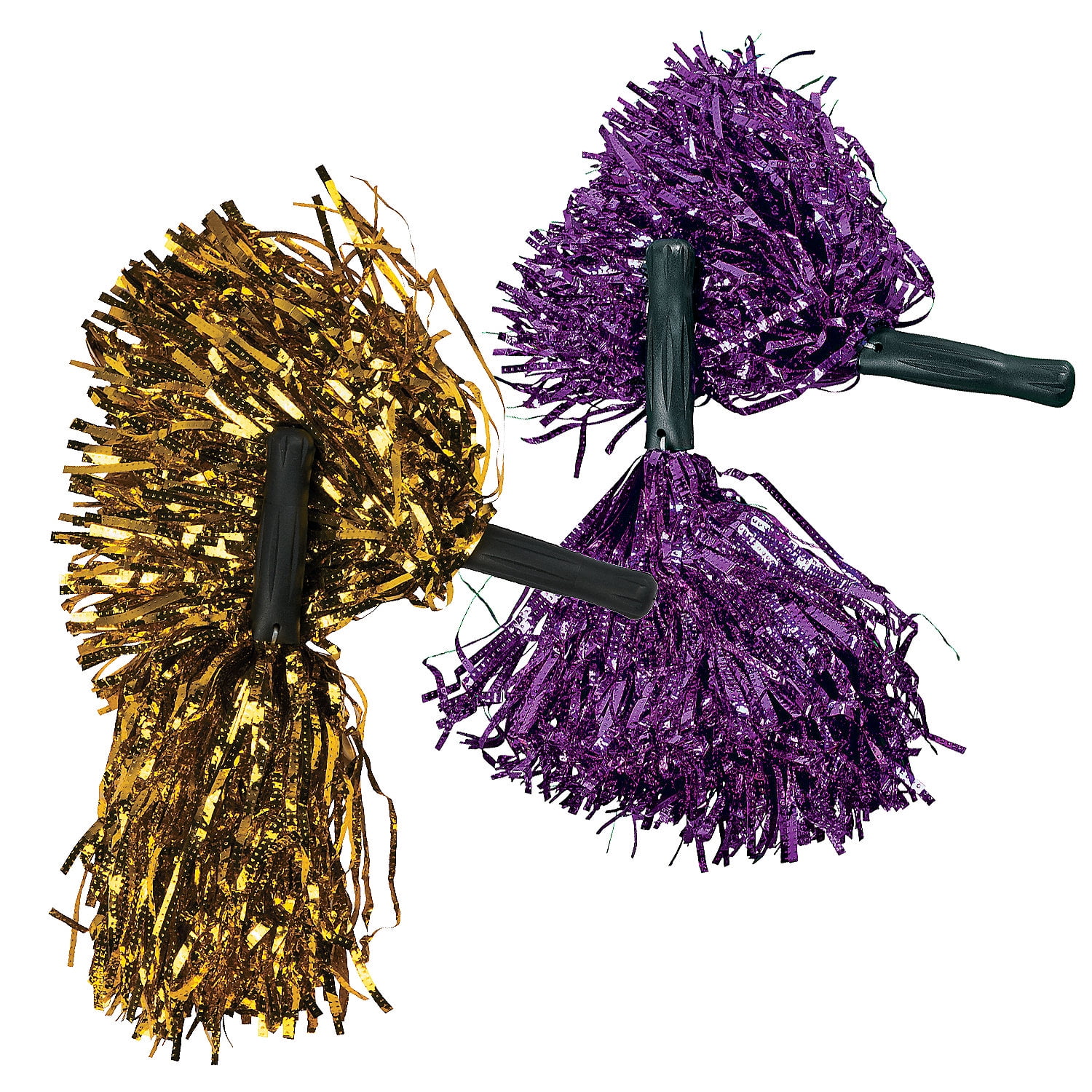 Fun Express 10" Metallic Purple & Gold Team Spirit Cheer Foil Pom-Poms ...