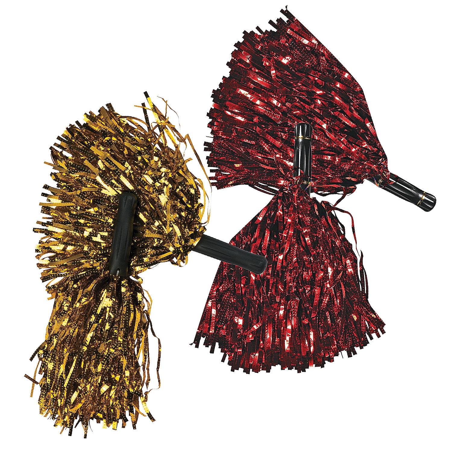Fun Express 10" Metallic Red & Gold Team Spirit Cheer Foil Pom-Poms ...