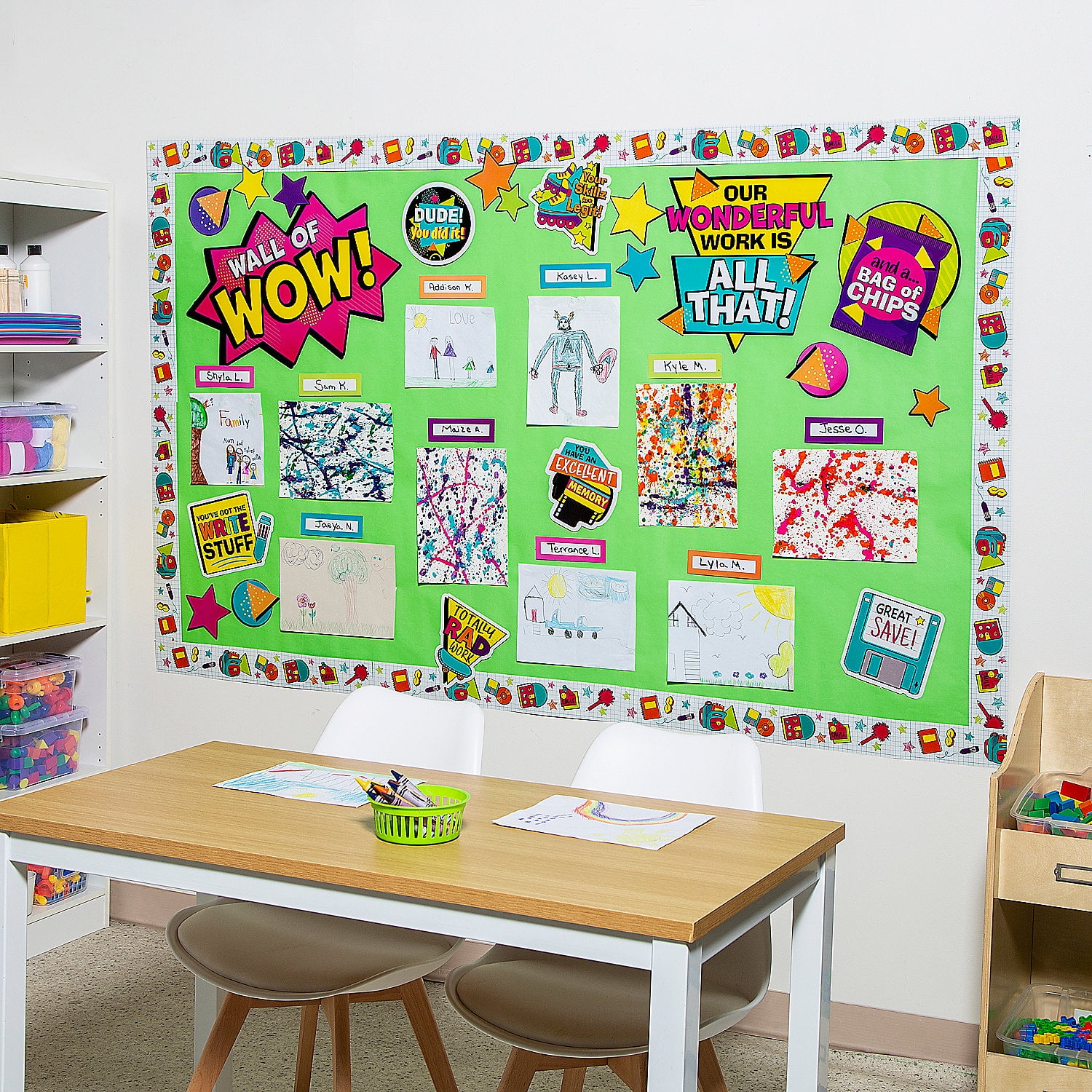 Fun Express 10 Piece 90s Themed Wow Student Work Wall Classroom ...