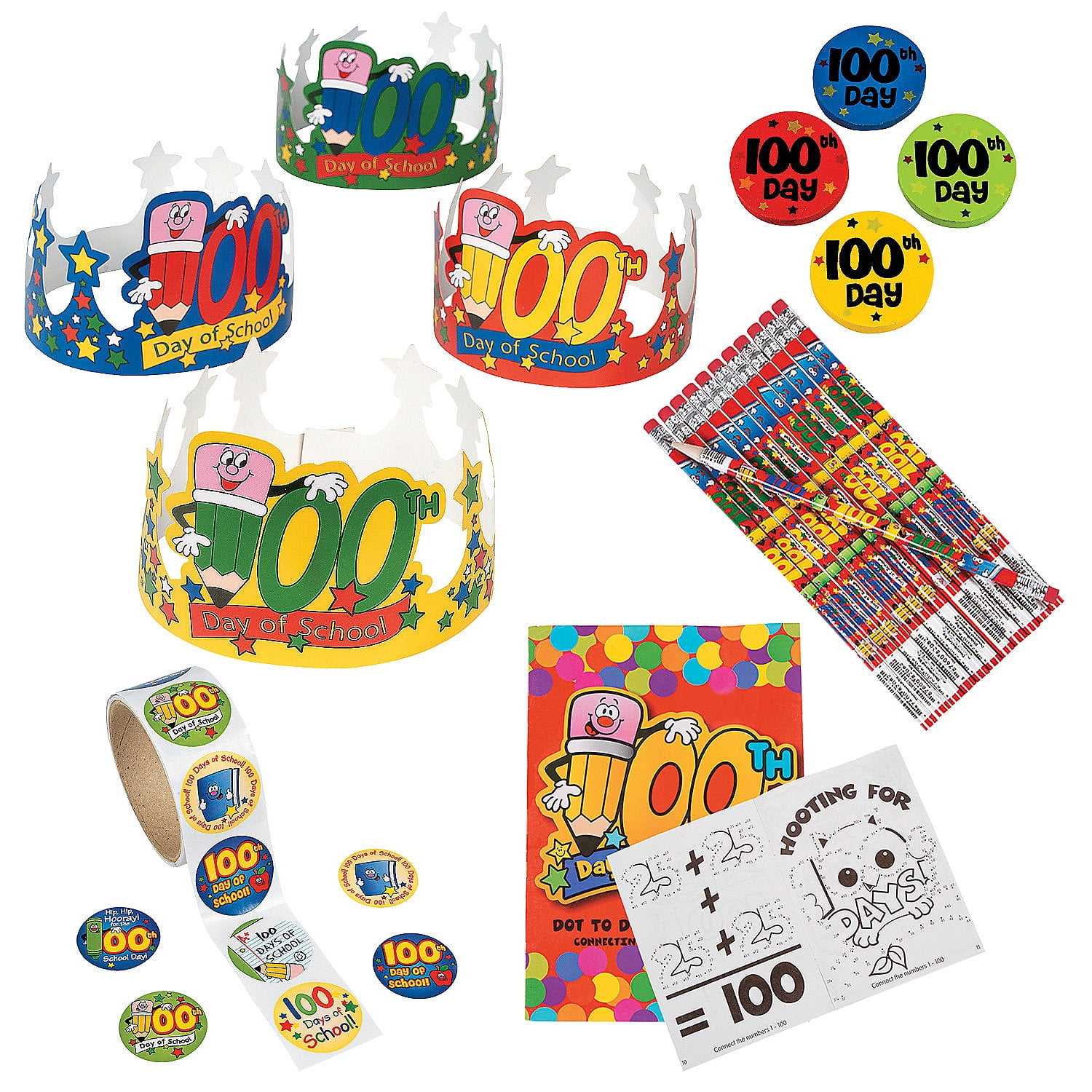 Fun Express 100th Day of School Classroom Supplies Handout Kit - 98 ...