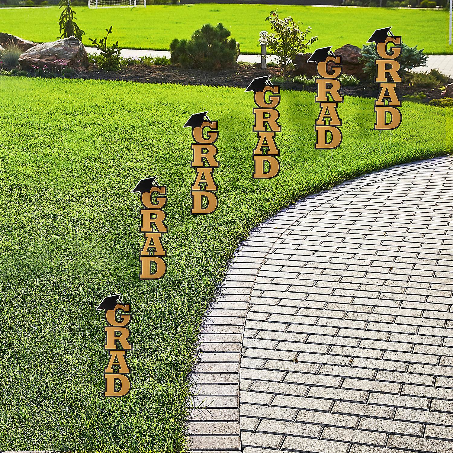 Fun Express 11" x 30" Bulk 6 Pieces Gold Grad Vertical Yard Signs ...