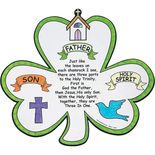 Fun Express 12 Pieces Color Your Own Shamrock Trinity Cut Out, Crafts ...