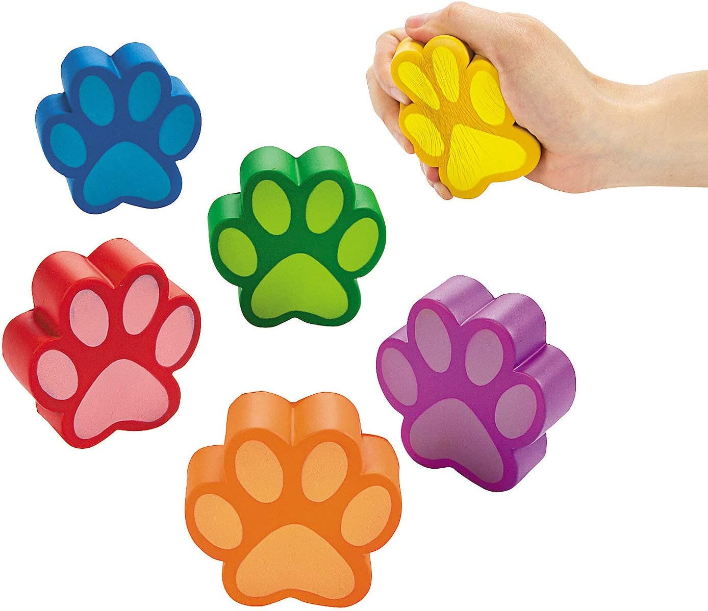 Fun Express 12 Pieces Paw Print Shaped Stress Toy, Party Favors ...