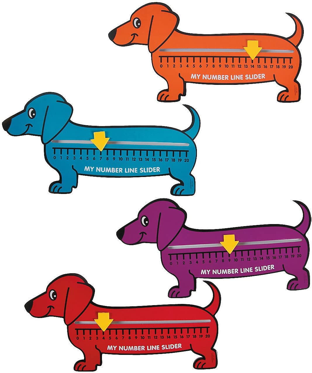 Fun Express 12 Pieces Wiener Dog Number Line Sliders, Educational And ...