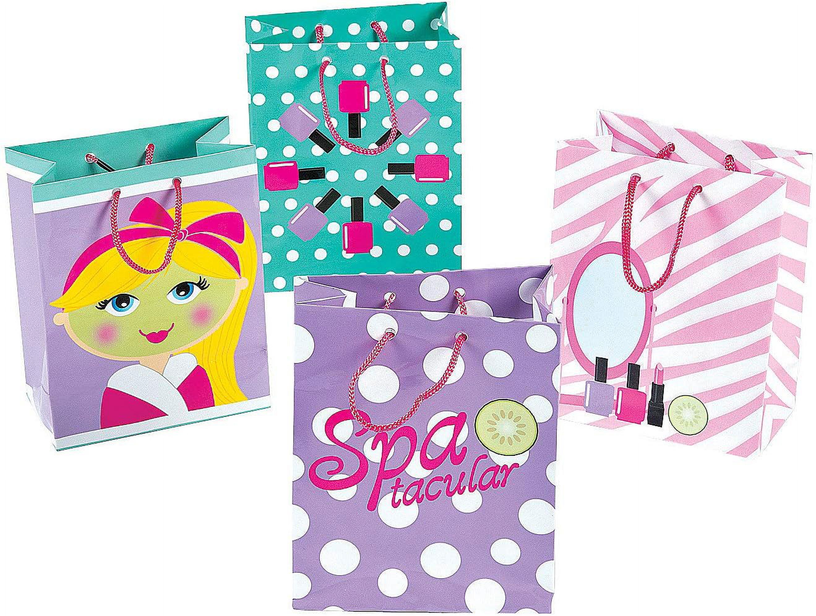 Fun Express 12 Small Spa Party Gift Bags - Spa Party Supplies with Rope ...