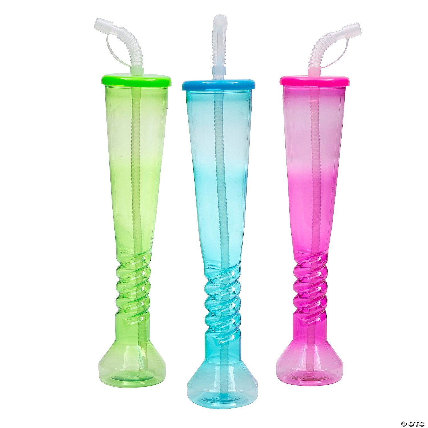 Fun Express 12 oz. Pink, Blue & Green Twisted Base Yard Cups with Lid ...