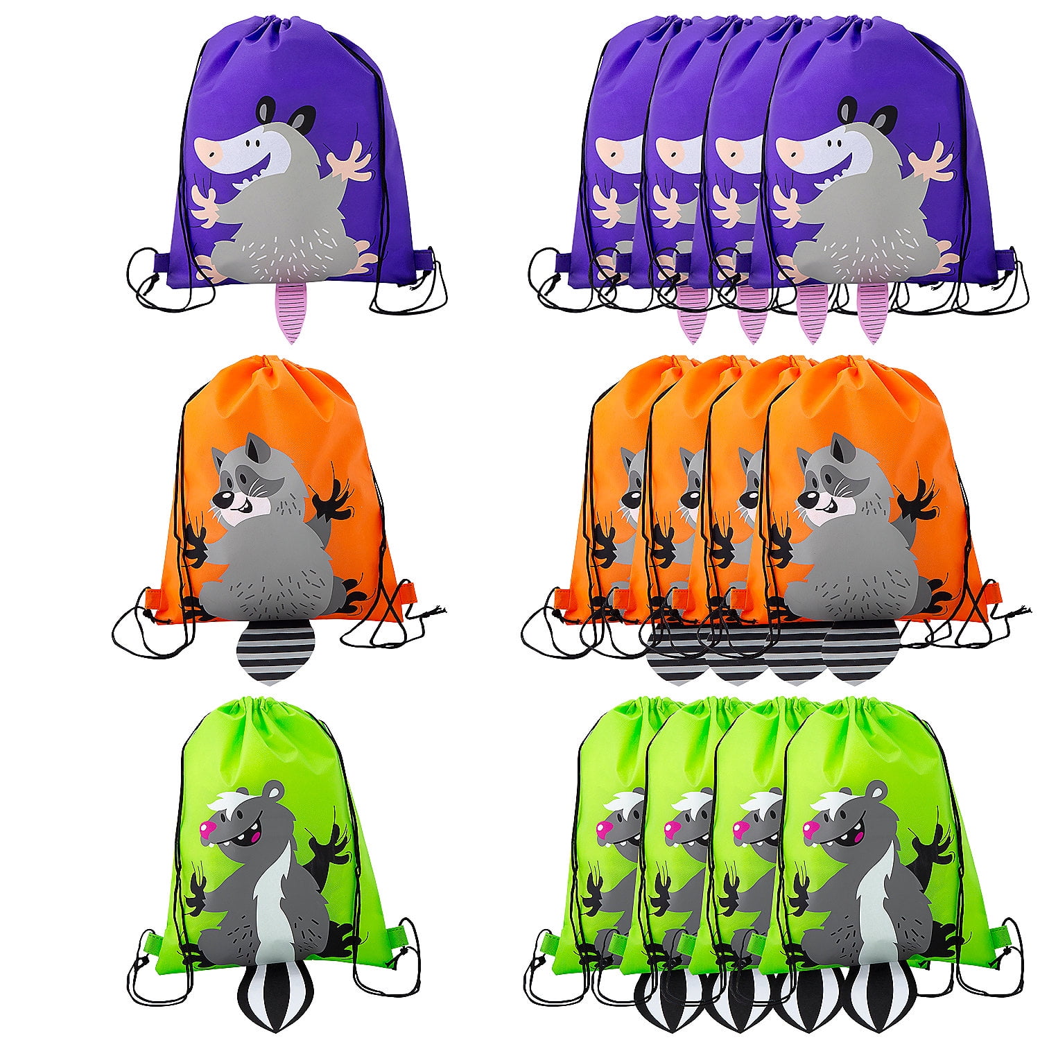 12" x 15" Medium Garbage Critters Nonwoven Drawstring Bags - 12 Pieces ...