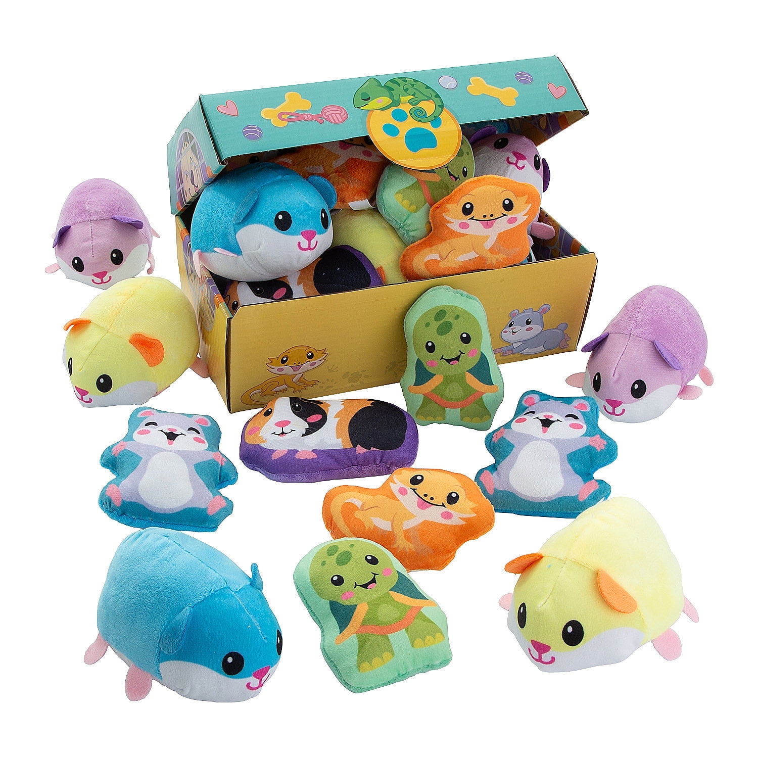 Fun Express 12" x 7 1/4" Stuffed Pets Treasure Chest Assortment - 24 ...