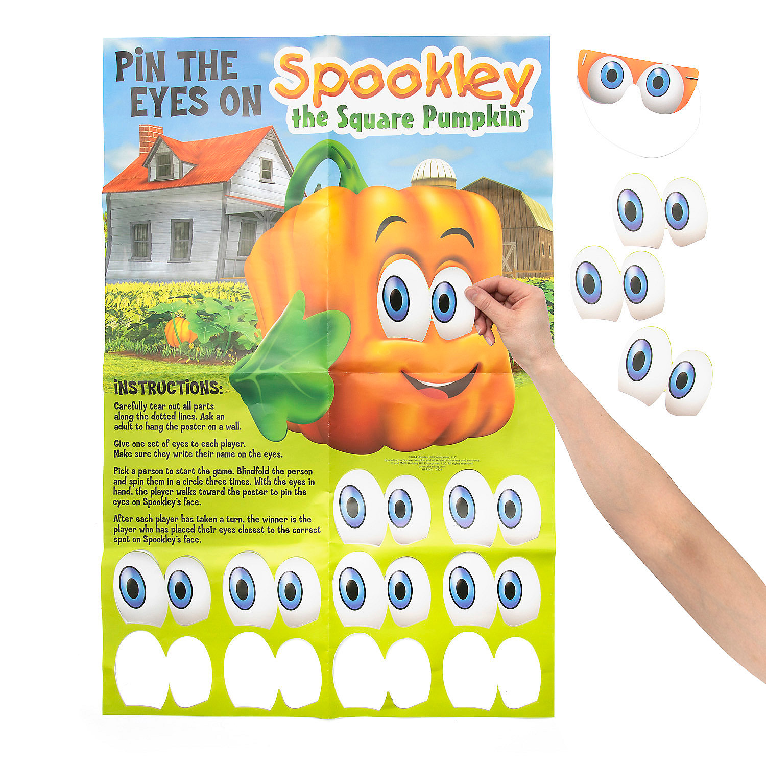 Fun Express 14 Pieces Spookley the Square Pumpkin Pin the Eyes Game for ...