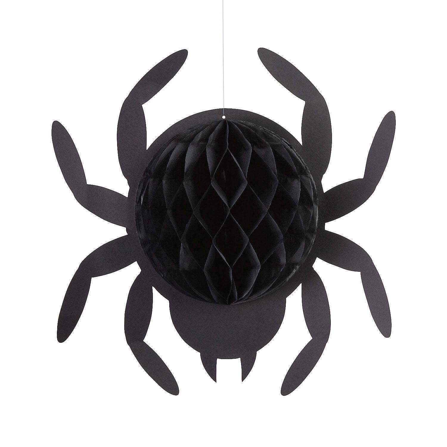 Fun Express 16" Large Black Hanging Honeycomb Tissue Paper Spiders - 4 ...