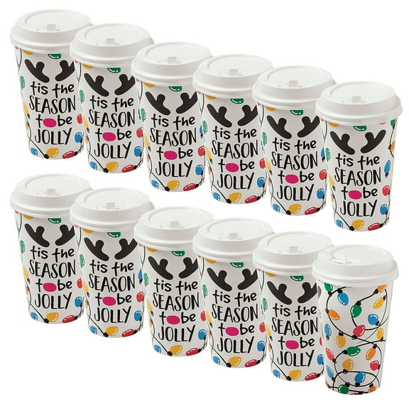 Christmas Disposable Coffee Cups With Lids