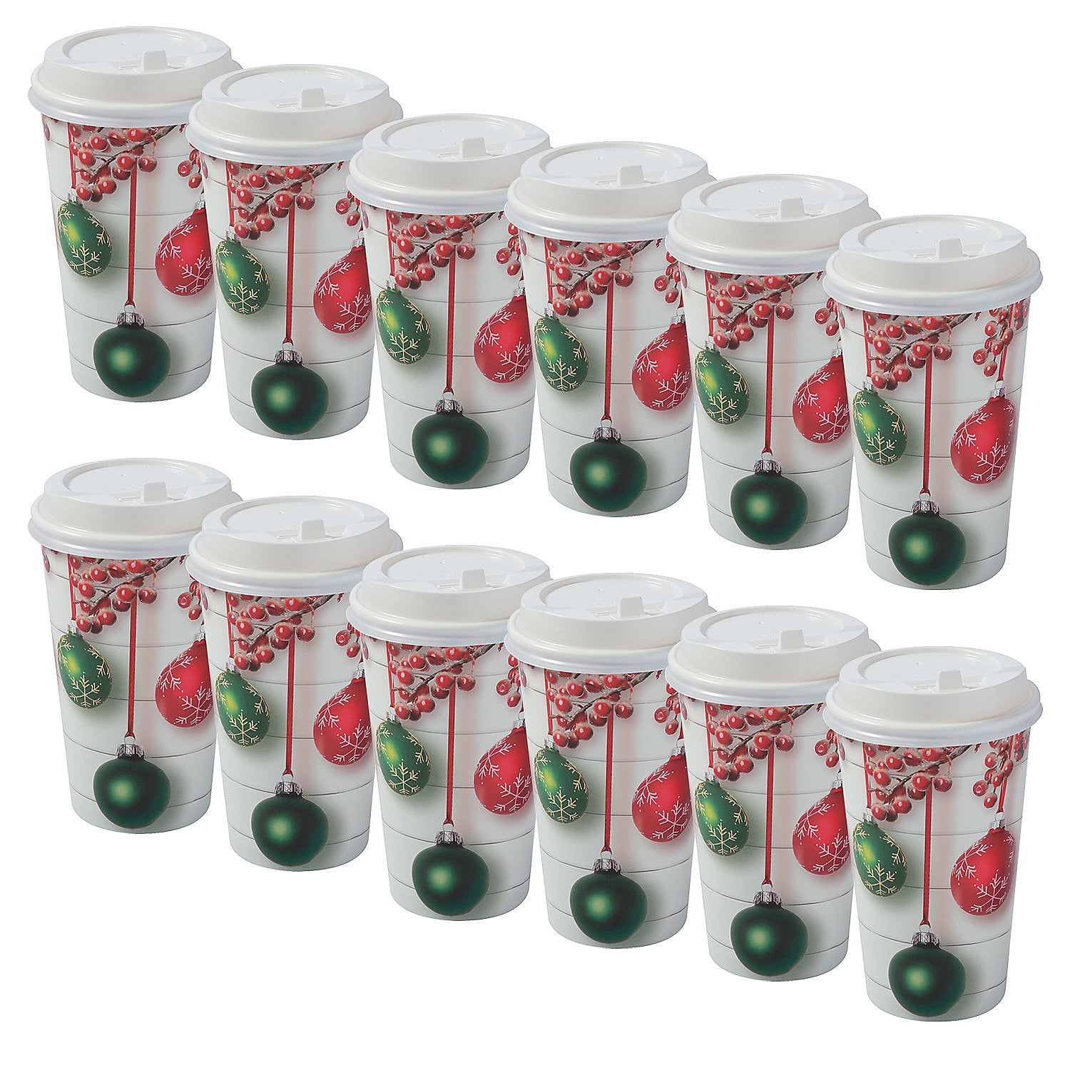 Fun Express 16 oz. Bulk 60 Count Holiday Shiplap Disposable Paper Coffee Cups with Lids ...