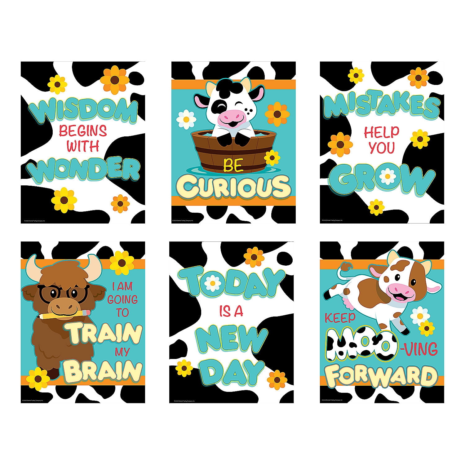 Fun Express 16" x 20 3/4" Cow Motivational Classroom Poster Set - 6 ...