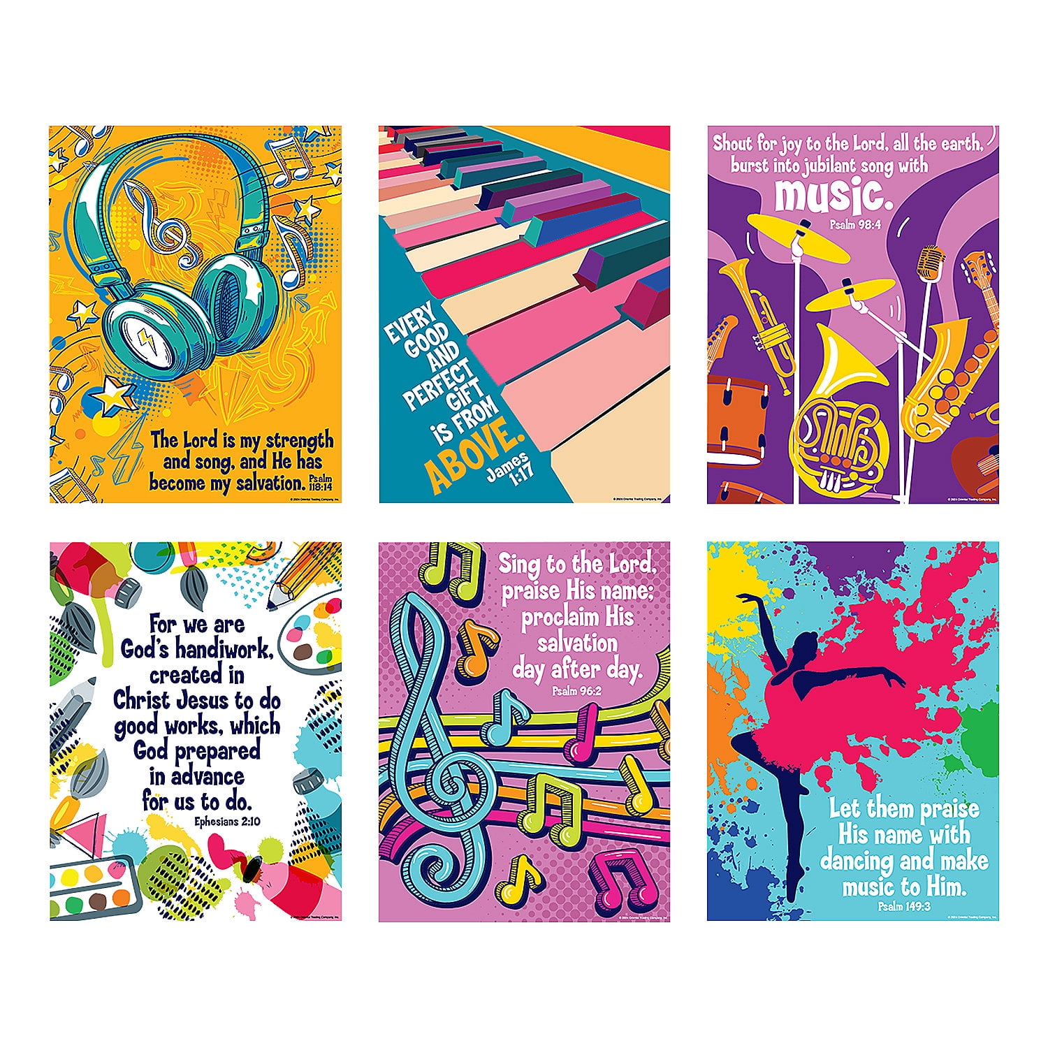 Fun Express 16" x 20 3/4" Religious Music & Art Bible Verse Poster Set ...