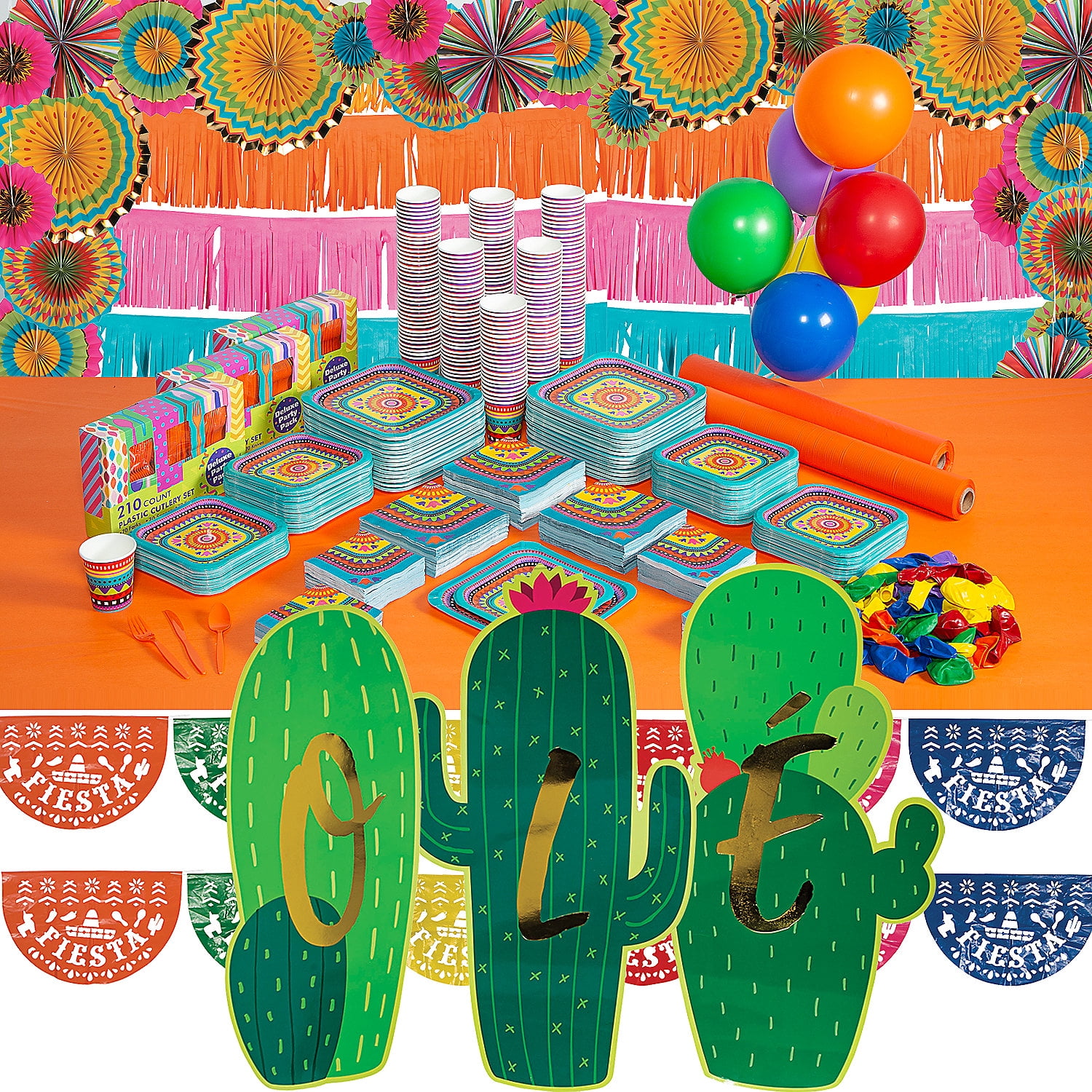 Fun Express 1818 Pieces Ultimate Fiesta Party Kit for 200 Guests ...