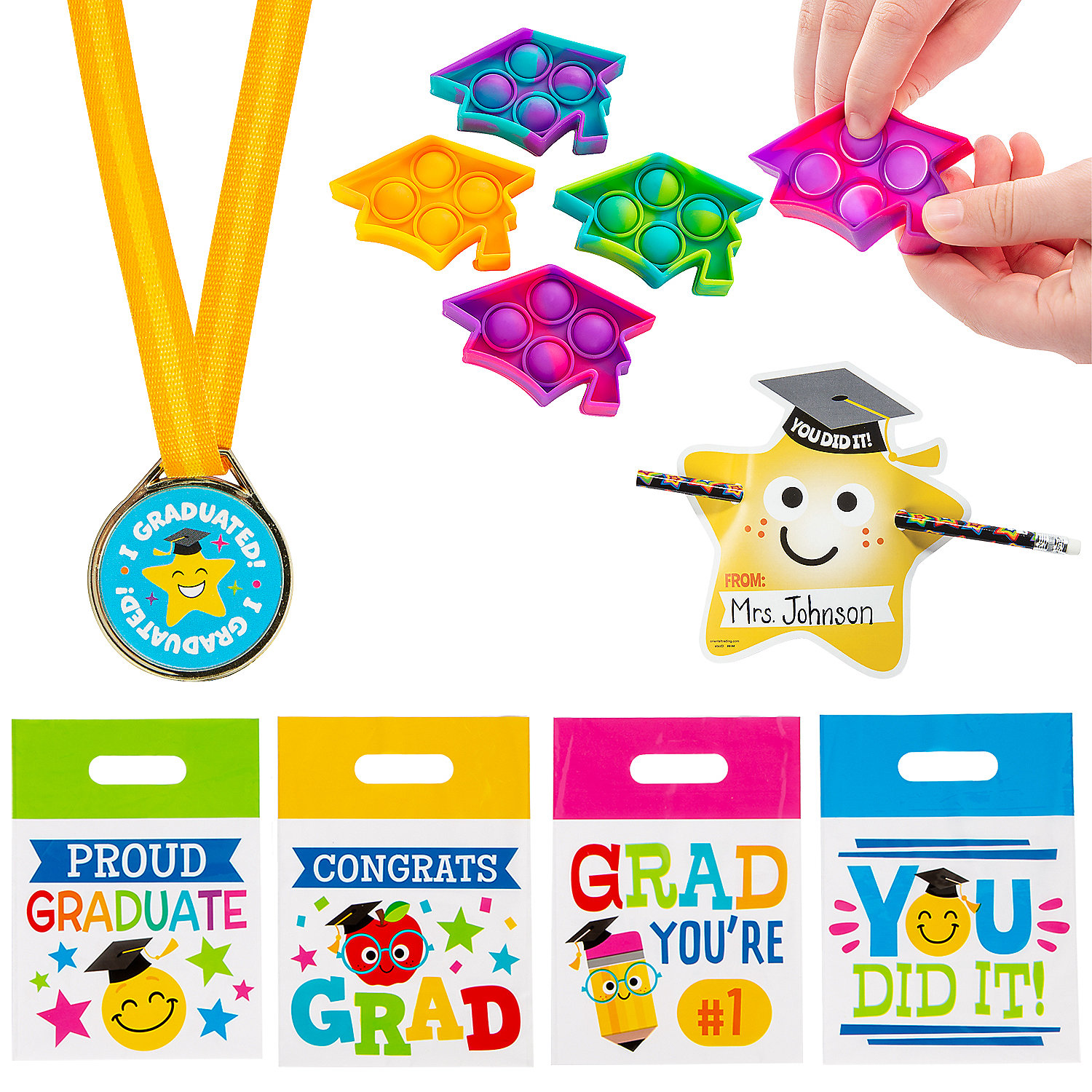 Fun Express 194 Pieces Elementary Graduation Prize Handout Kit for 48 ...
