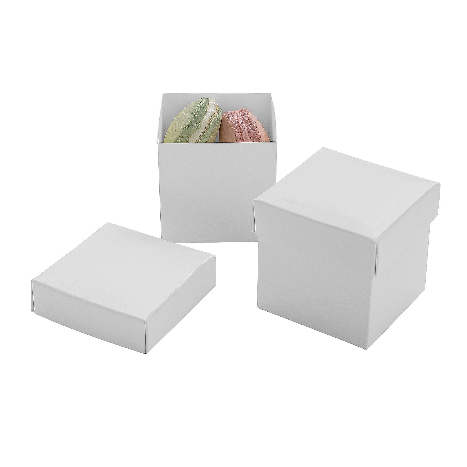 Fun Express 2 1/2" White Square Disposable Paper Macaron Boxes with Lid ...
