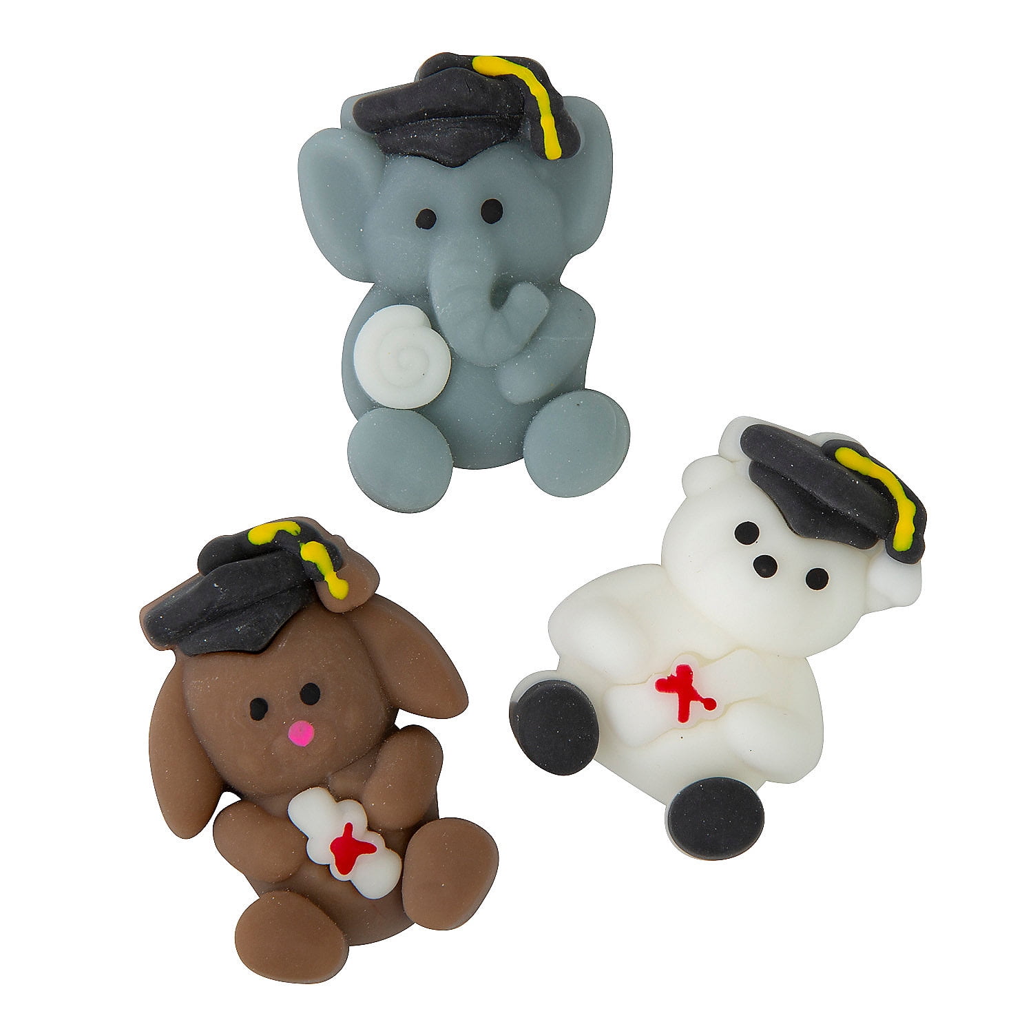 Fun Express 2 3/4" Mini Graduation Bear, Elephant & Puppy Mochi ...
