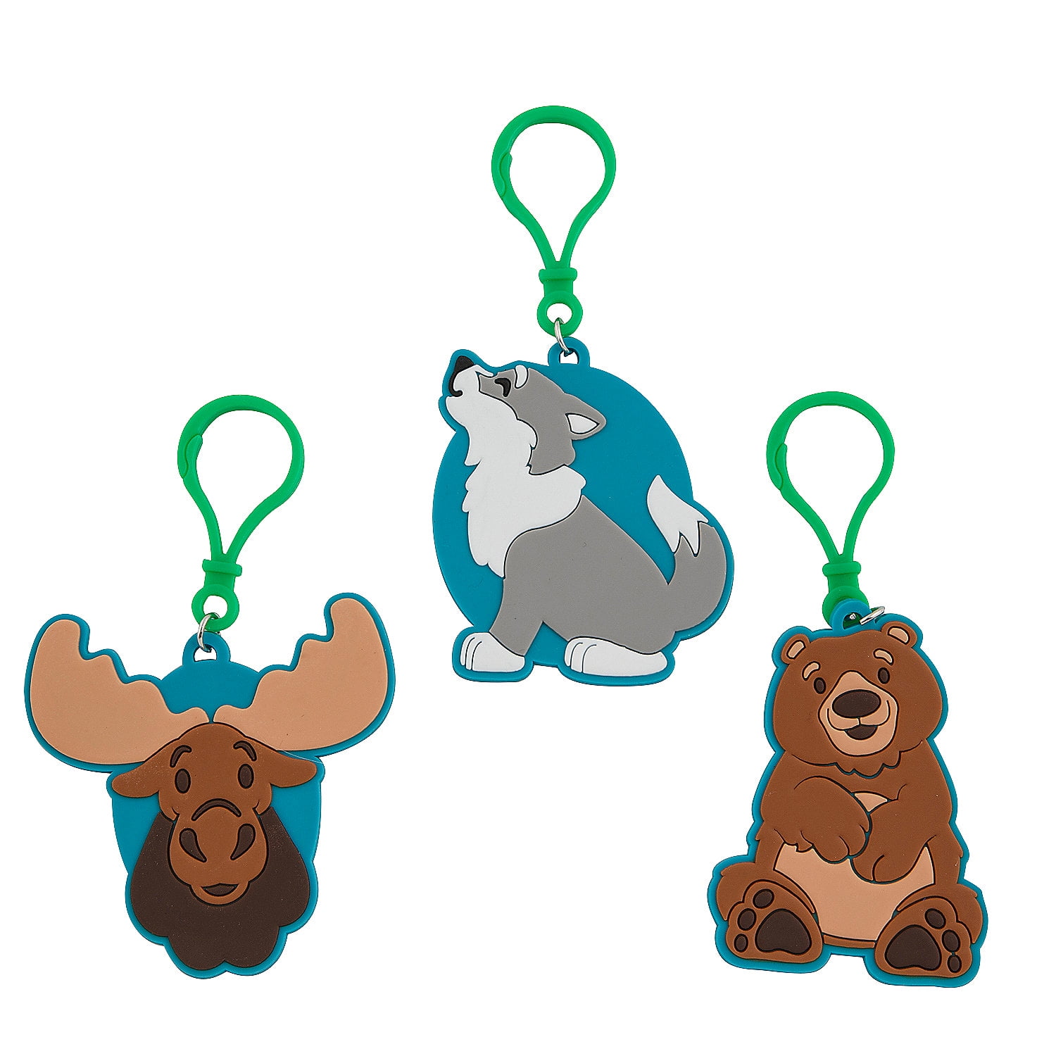 Fun Express 2 3/4" Woodland Animals Moose, Bear & Wolf Backpack Clips ...