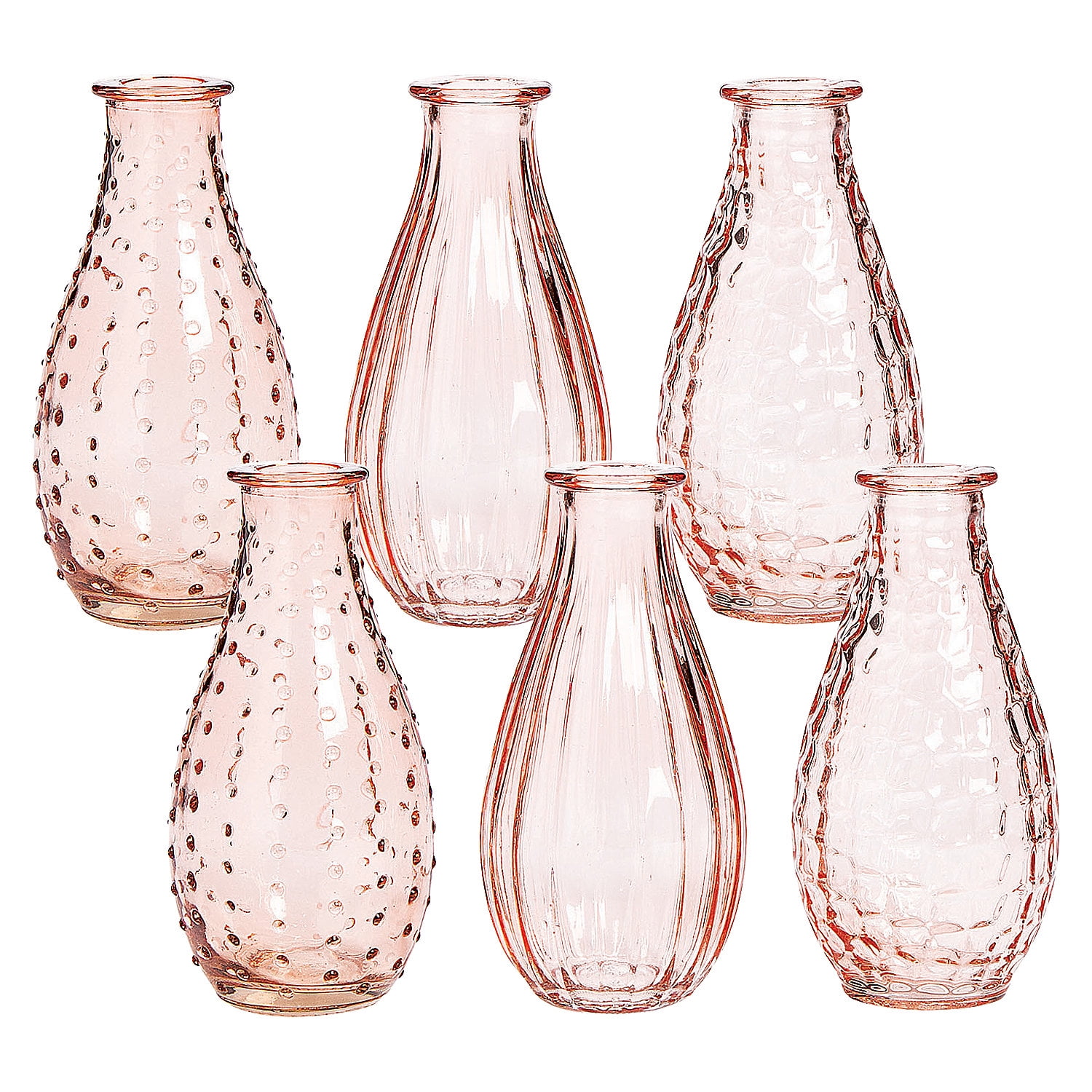 Fun Express 2 3/4" x 5 1/4" Bulk 12 Pieces Pink Vintage Glass Bud Vases ...