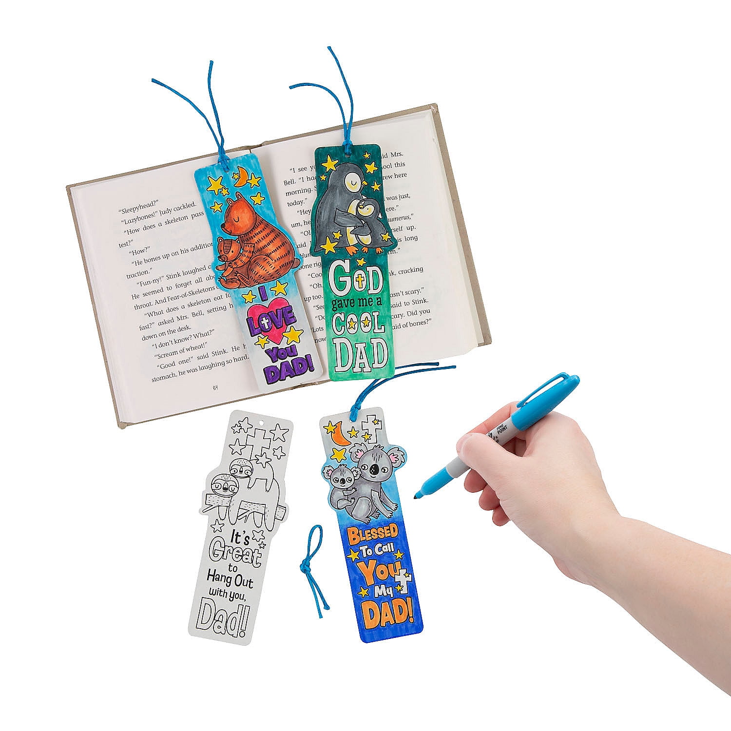 Fun Express 2 3/4" x 7" Color Your Own Religious Father’s Day Bookmarks ...